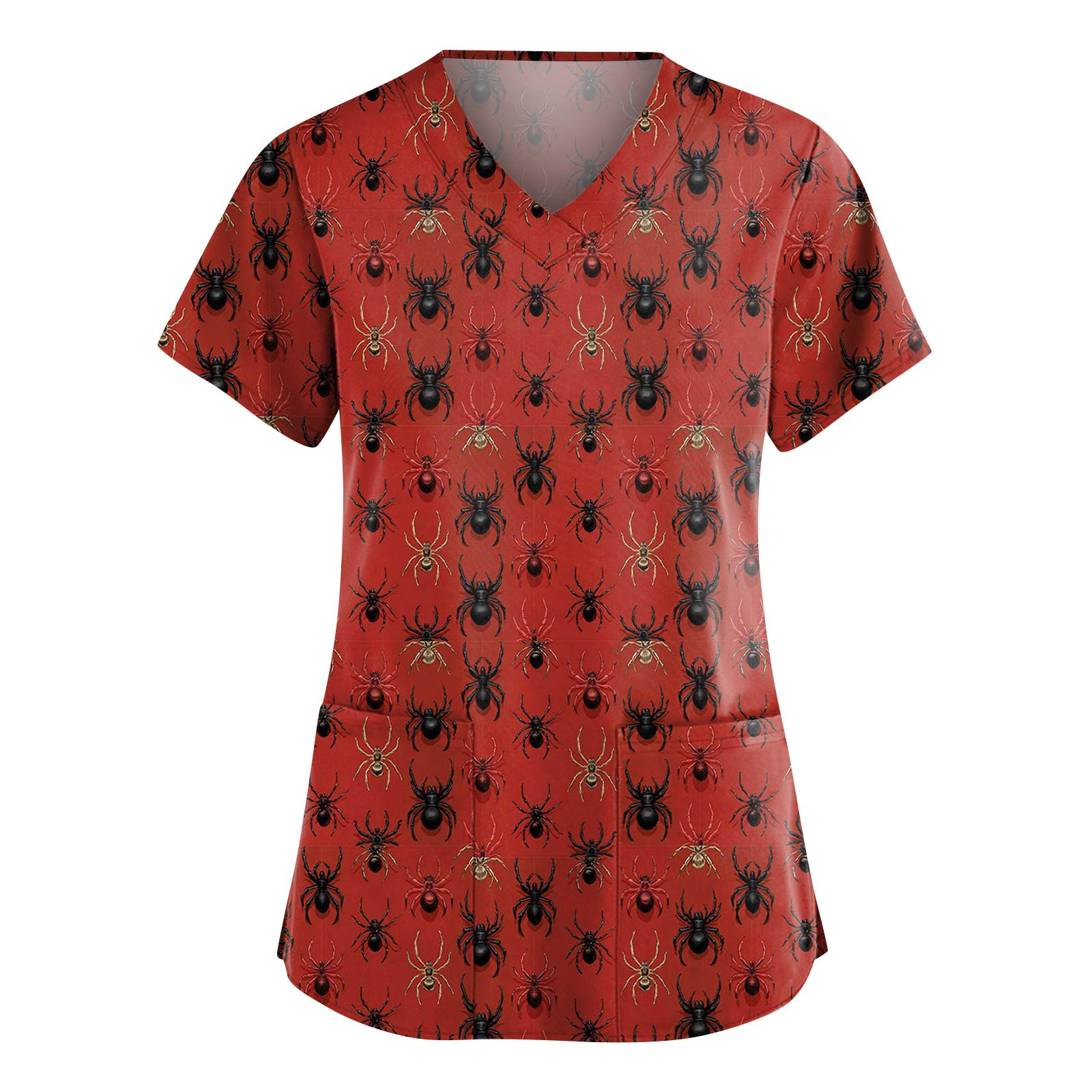 HAJWOH Halloween Scrubs for Women Short Sleeve Nursing Uniforms Funny ...