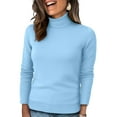 HAJWOH Light Blue CashmerSweaters for Women Long Sleeve Wool Sweater ...