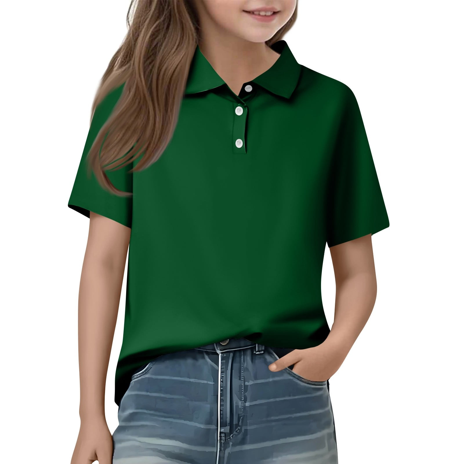 HAJWOH Polo Uniform Shirts for Kids Girls School Short Sleeve Uniform ...