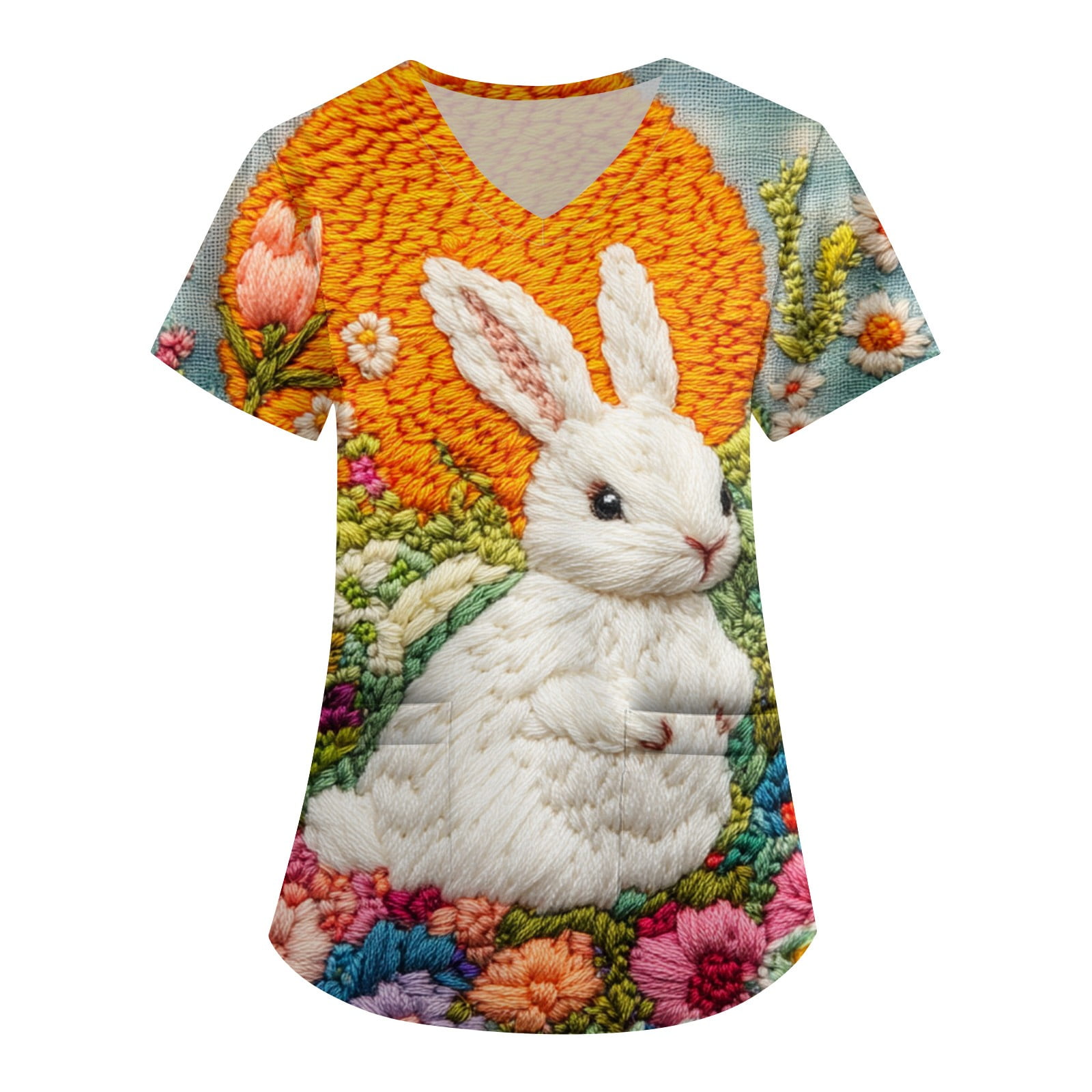 HAJWOH Red Easter Scurb for Women Funny Bunny Rabbit Graphic Nursing ...