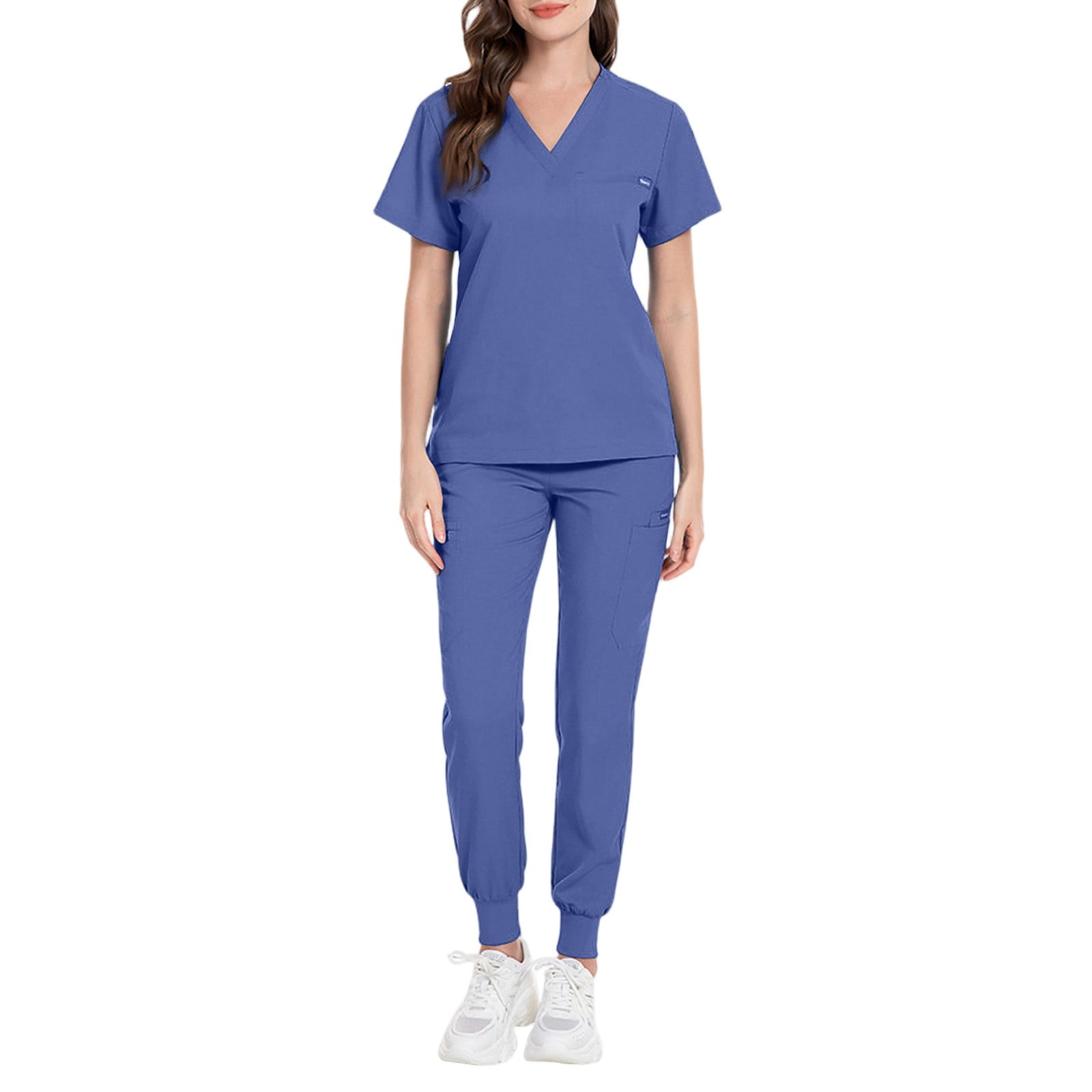 HAJWOH Royal Blue Scrubs Sets for Women Stretchy Nursing Uniform Short ...