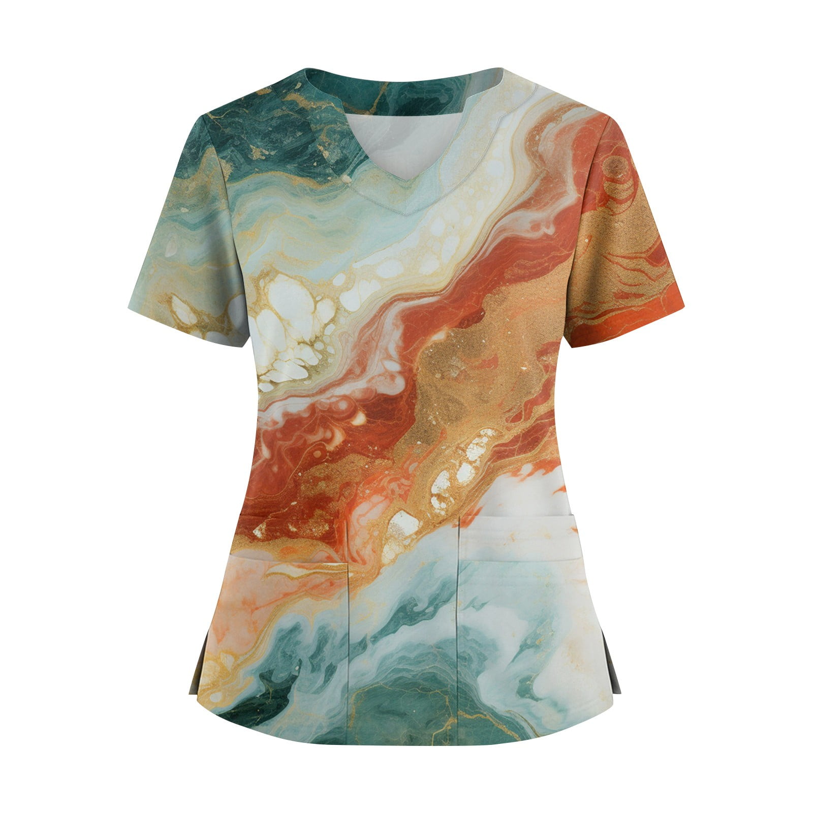 HAJWOH Scrub Tops for Women V Neck Medical Scrubs Short Sleeve Stretchy ...