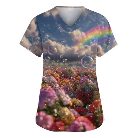 HAJWOH Scrub Tops for Women Vneck Medical Scrub Tops Short Sleeve ...