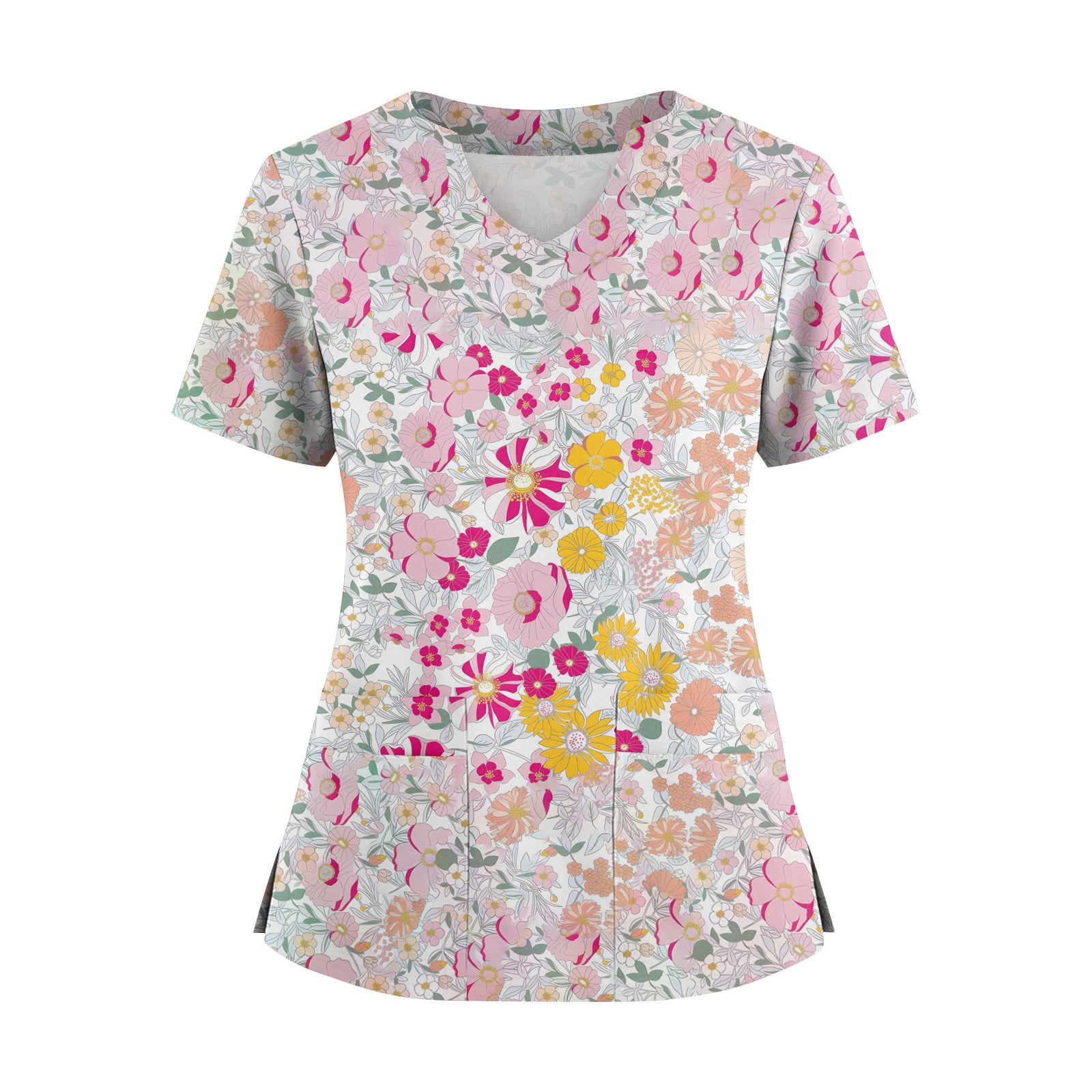 HAJWOH Scrub Tops for Women Vneck Medical Scrub Tops Short Sleeve ...