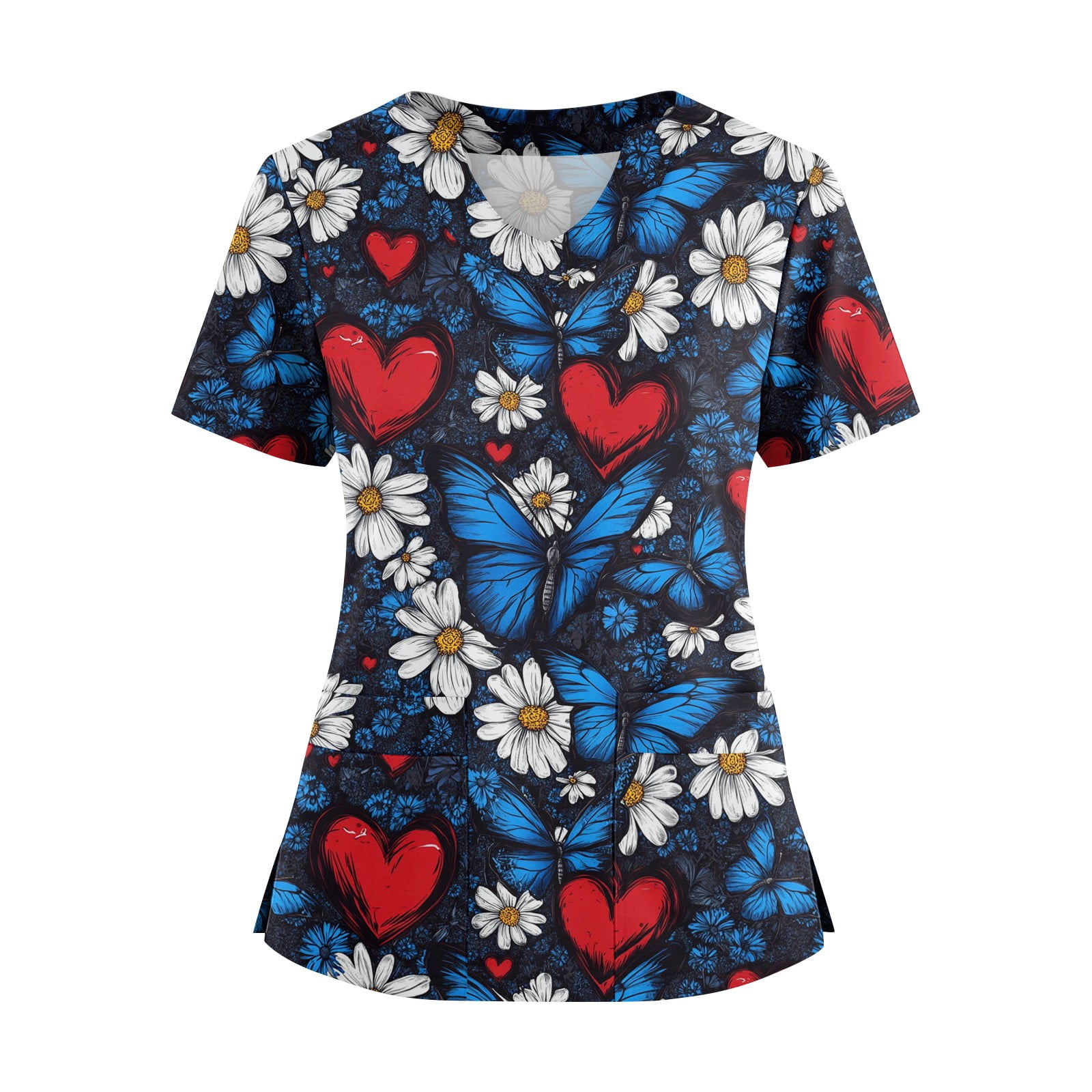 HAJWOH Scrub Tops for Women Vneck Medical Scrub Tops Short Sleeve ...