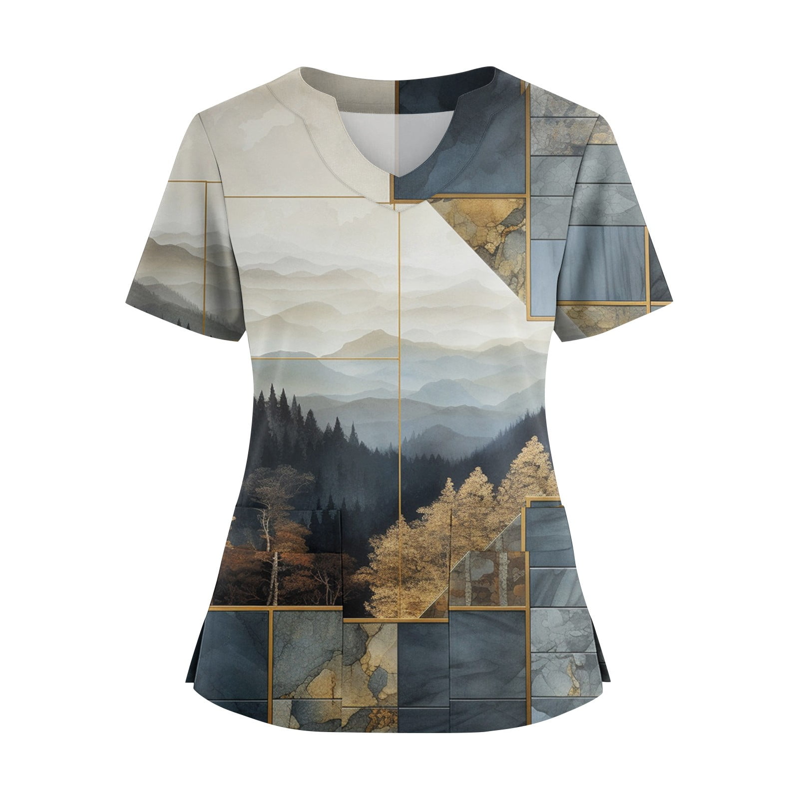 HAJWOH Scrubs for Women V-Neck Medical Scrub Tops Short Sleeve Stretch ...