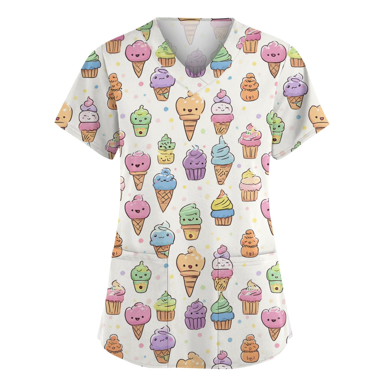 HAJWOH Scrubs for Women V Neck Medical Scrubs Short Sleeve Stretchy ...