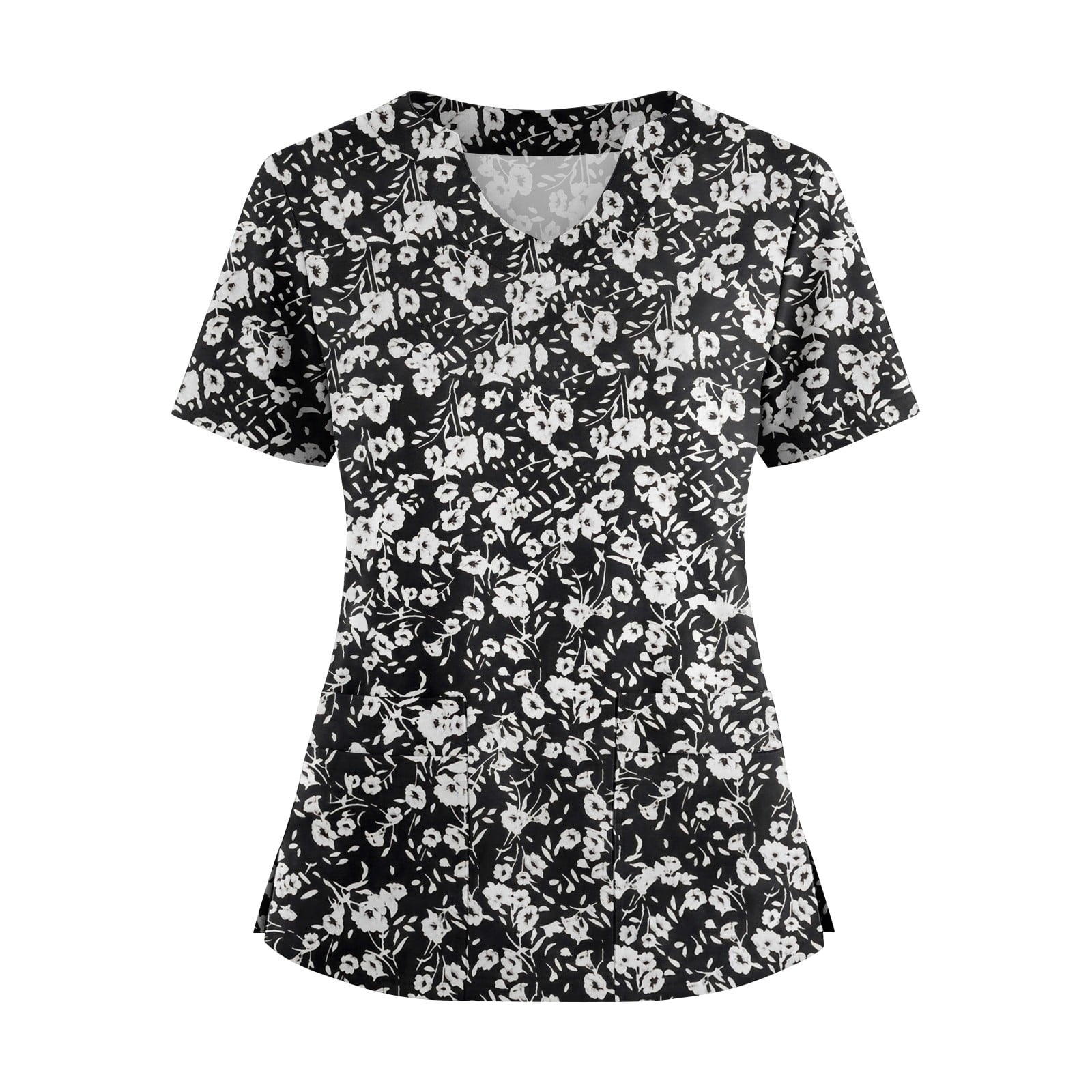 HAJWOH Scrubs for Women V Neck Medical Scrubs Short Sleeve Stretchy ...