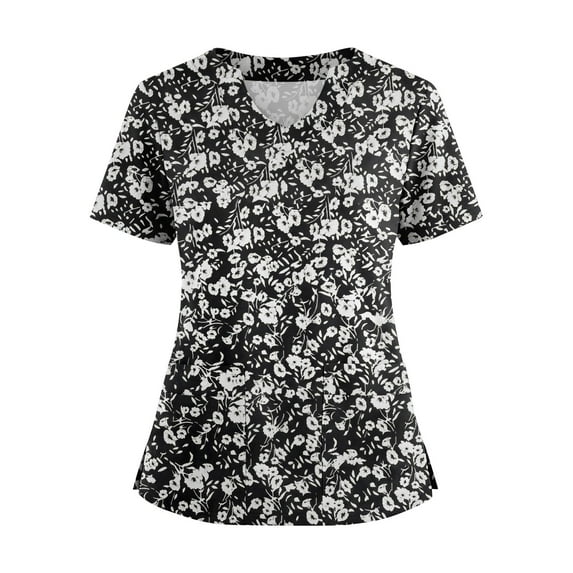 HAJWOH Scrubs for Women V Neck Medical Scrubs Short Sleeve Stretchy ...