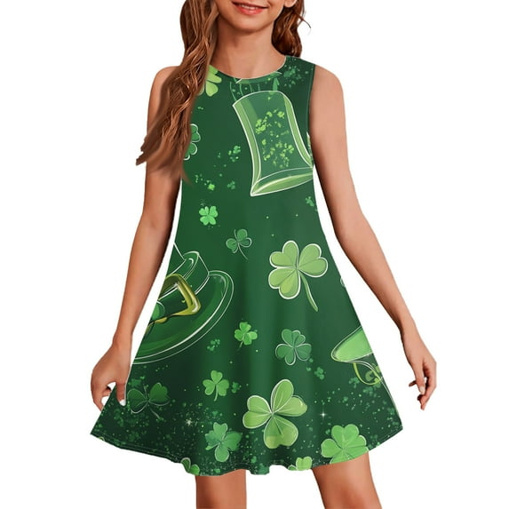 HAJWOH St. Patrick's Day Dresses for Girls Sleeveless St. Patrick's Day ...