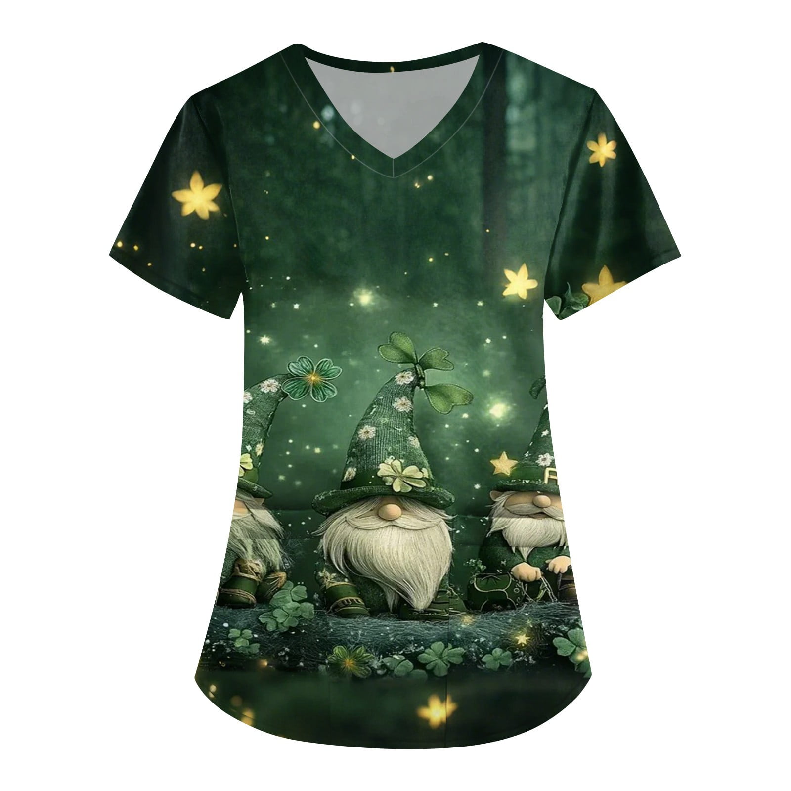 HAJWOH St. Patrick's Day Scrub Tops for Women Funny Short Sleeve Nurse ...