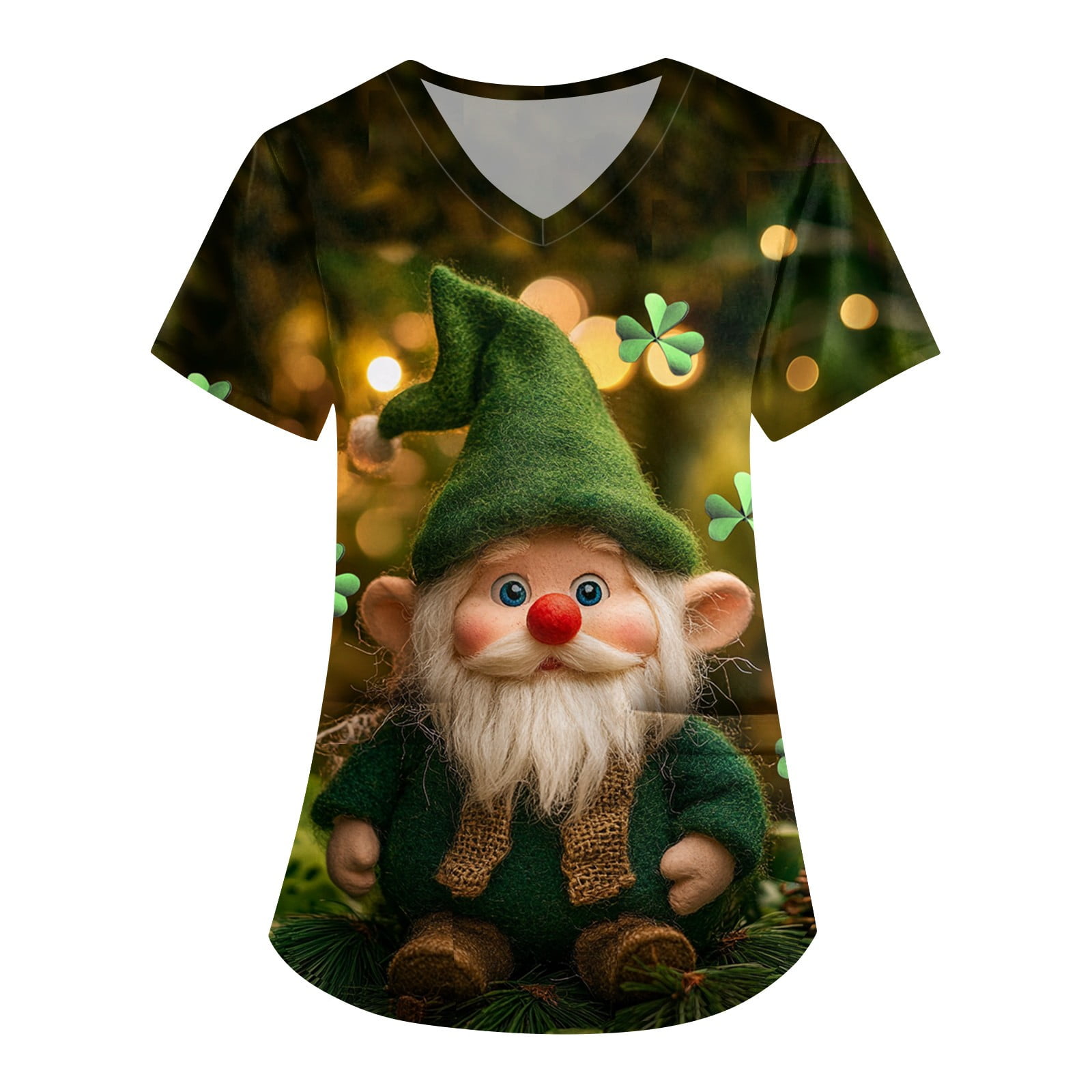 HAJWOH St. Patrick's Day Scrub Tops for Women Funny Short Sleeve ...