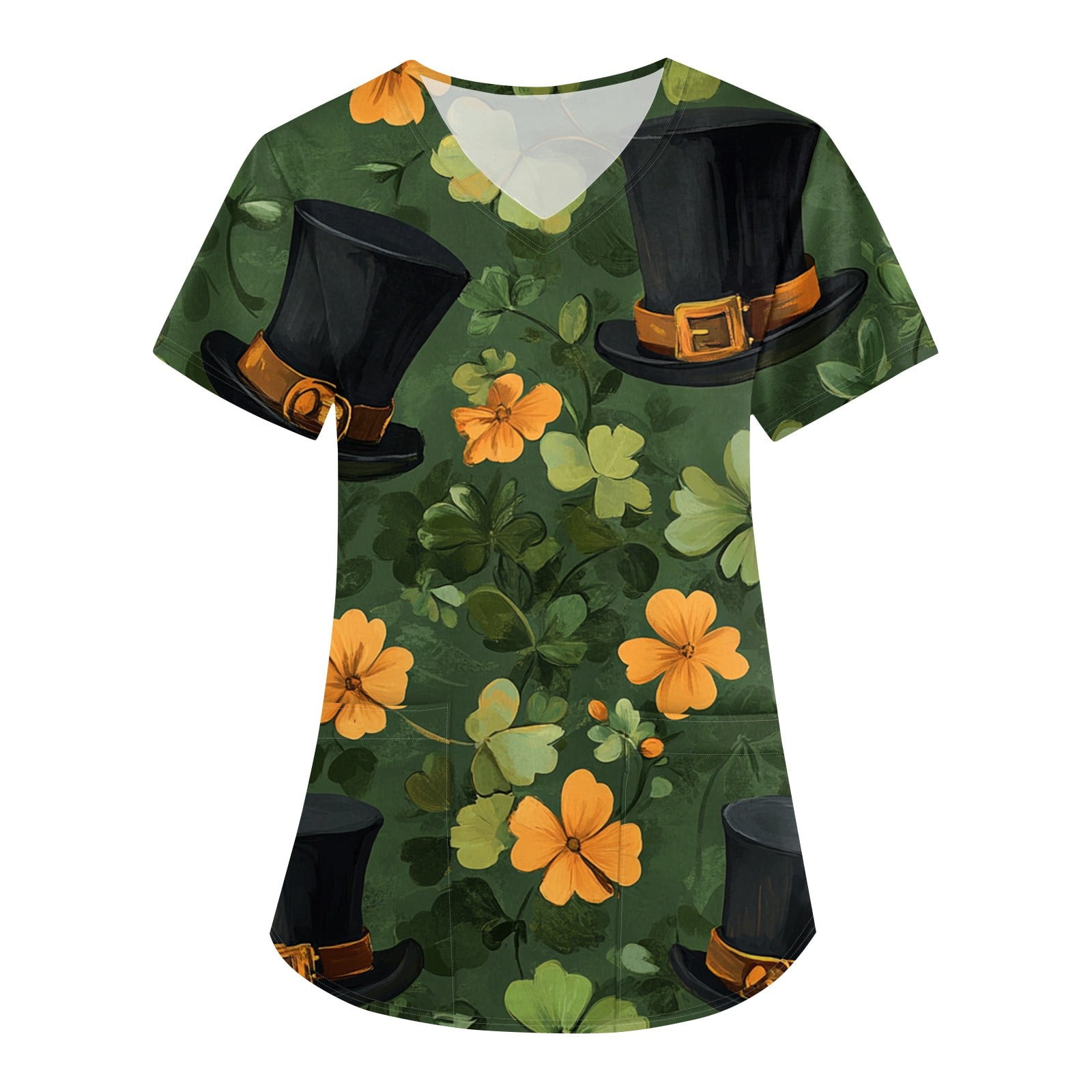 HAJWOH St. Patrick's Day Scrubs Women Funny Short Sleeve Nursing ...