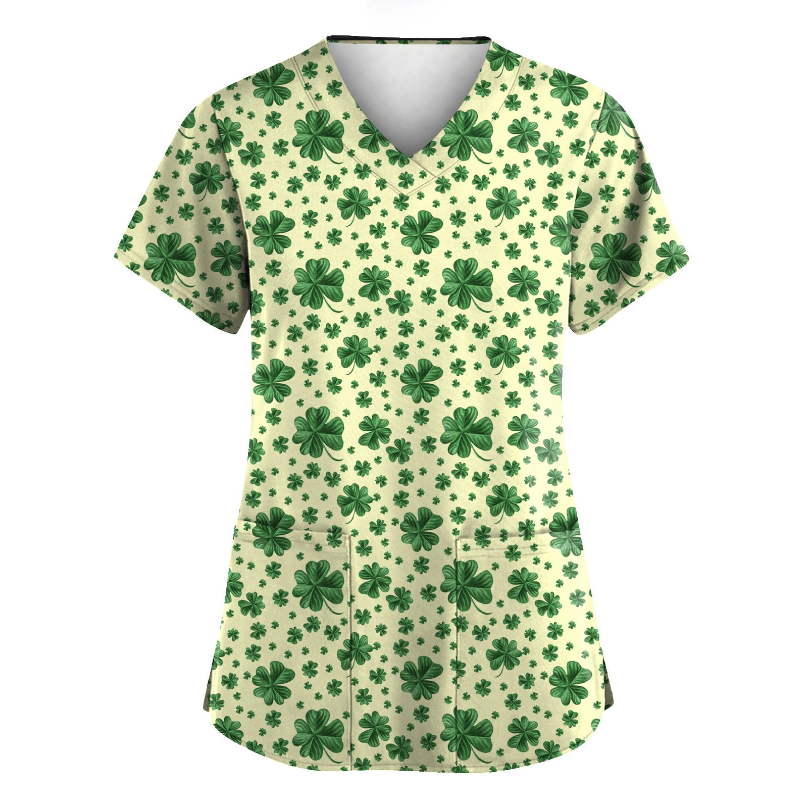 HAJWOH St. Patrick's Day Scrubs for Women Tops 2XL Short Sleeve Nursing ...
