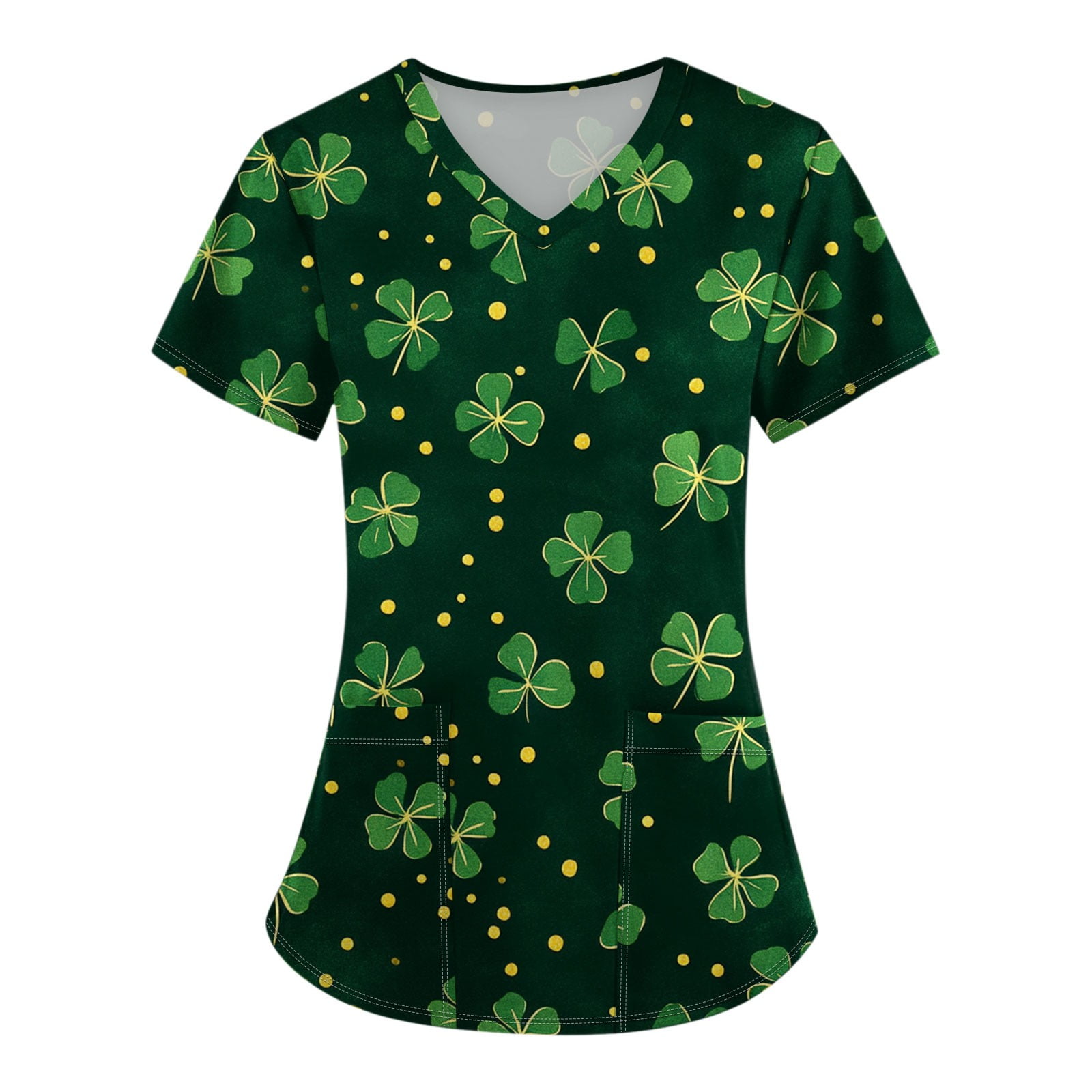 HAJWOH St. Patrick's Day Scrubs for Women Tops L Short Sleeve Nursing ...