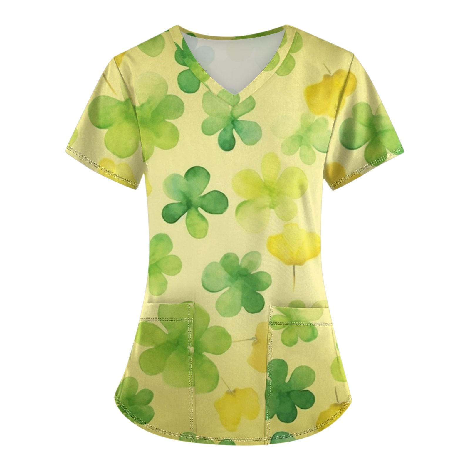 HAJWOH St. Patrick's Day Scrubs for Women Tops S Short Sleeve Nurse ...