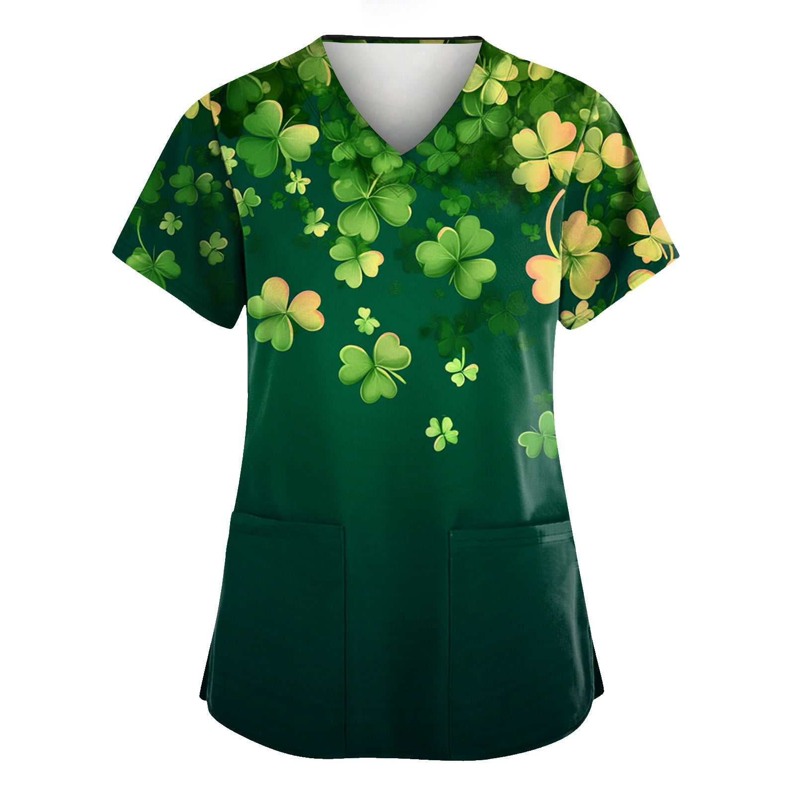 HAJWOH St. Patrick's Day Scrubs for Women XL Short Sleeve Nurse ...