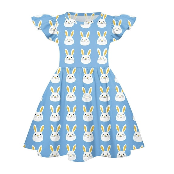 HAJWOH Summer Dresses for Girls Flutter Sleeve Easter Dress Funny ...