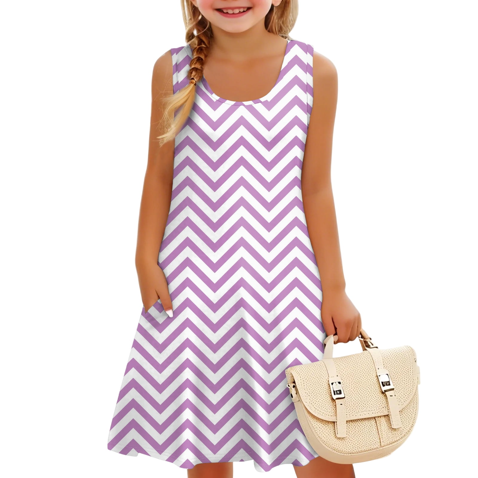 HAJWOH Summer Dresses for Girls Sleeveless Easter Dress Funny Cartoon ...