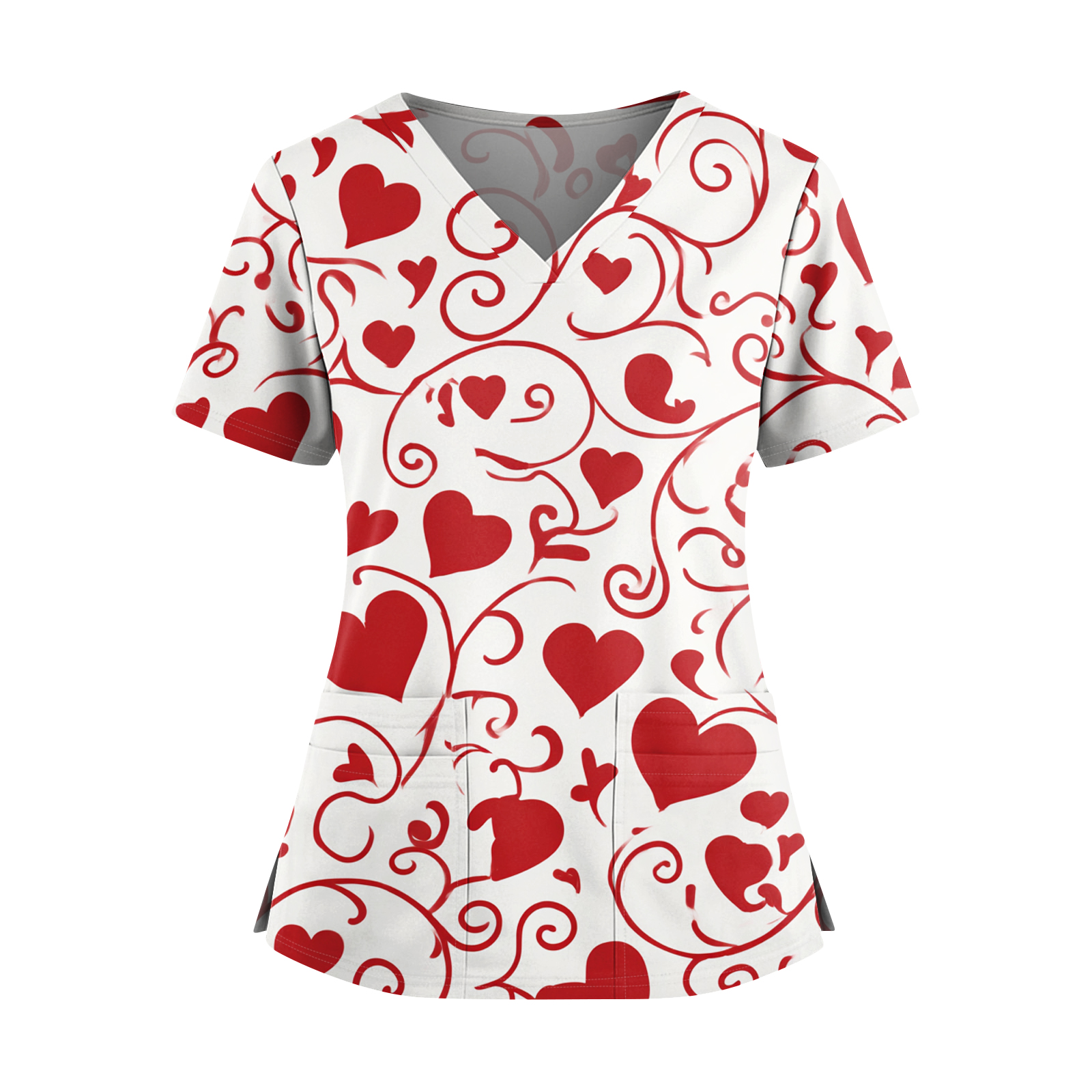 HAJWOH Valentine's Day Scrub Tops for Women 5XL Short Sleeve Nurse ...
