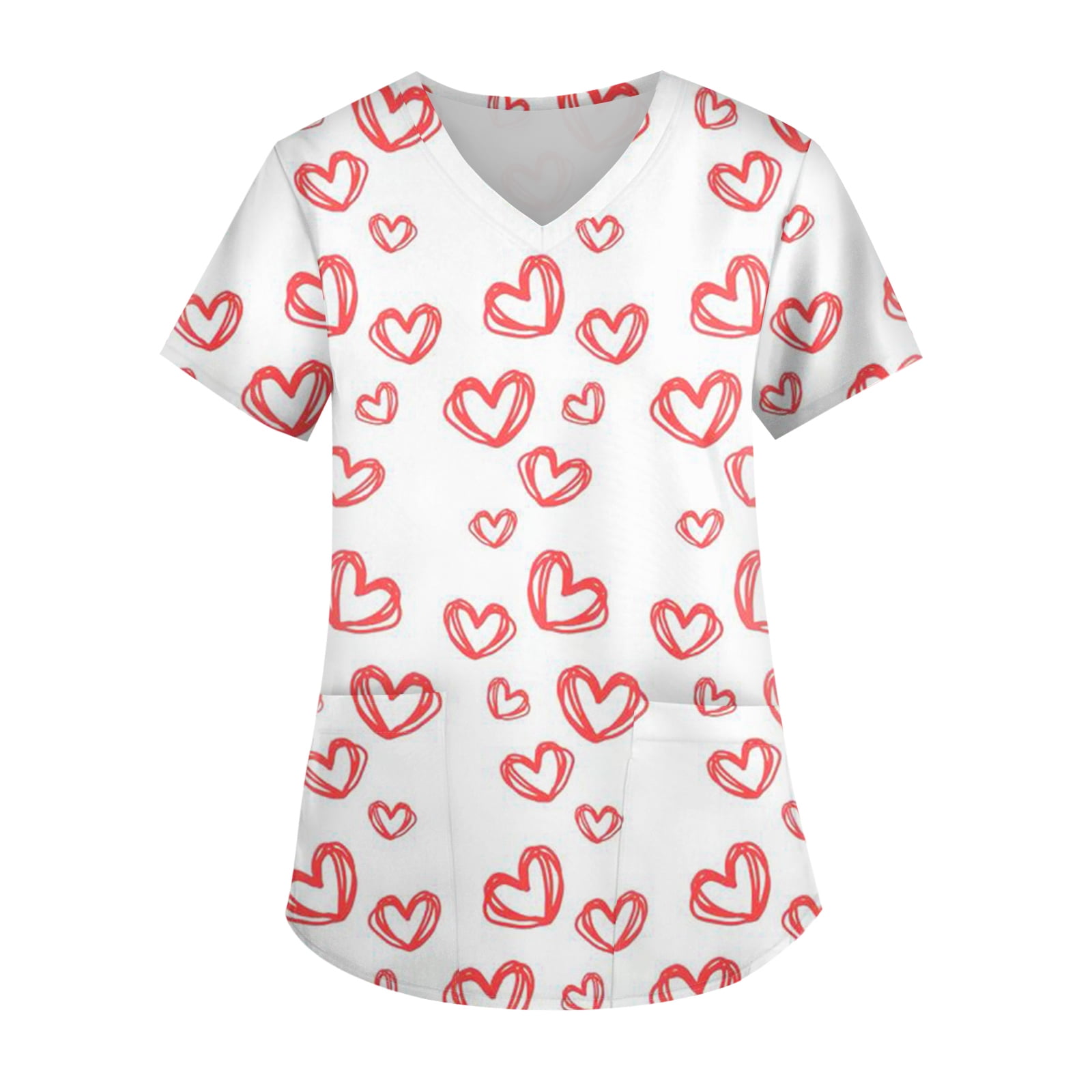 HAJWOH Valentine's Day Scrub Tops for Women Funny Short Sleeve Nursing ...