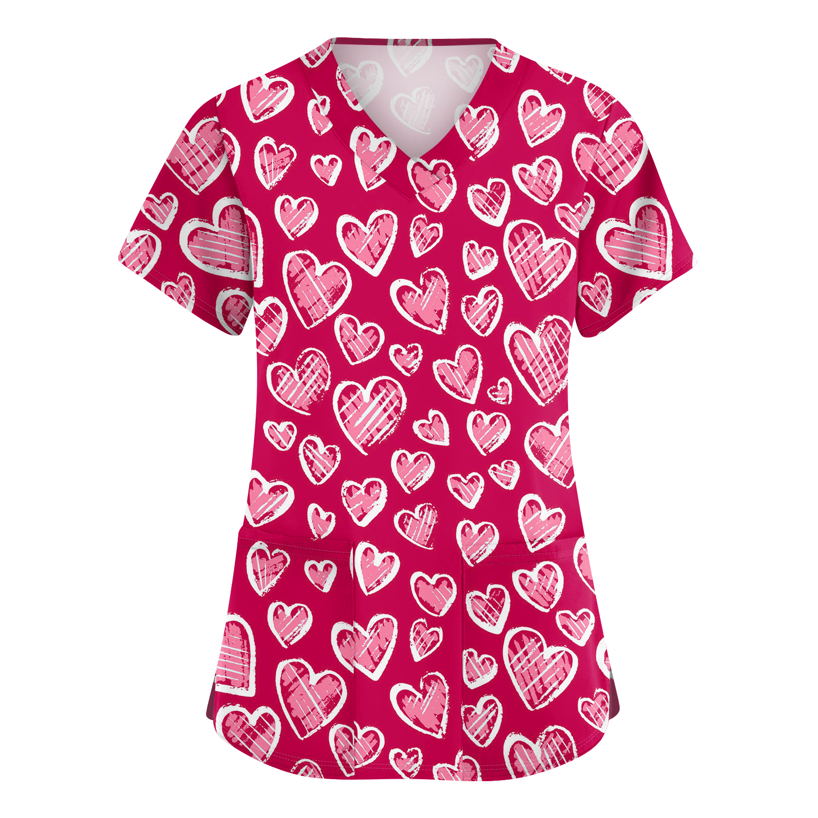 HAJWOH Valentine's Day Scrubs for Women Tops Funny Short Sleeve Nurse ...