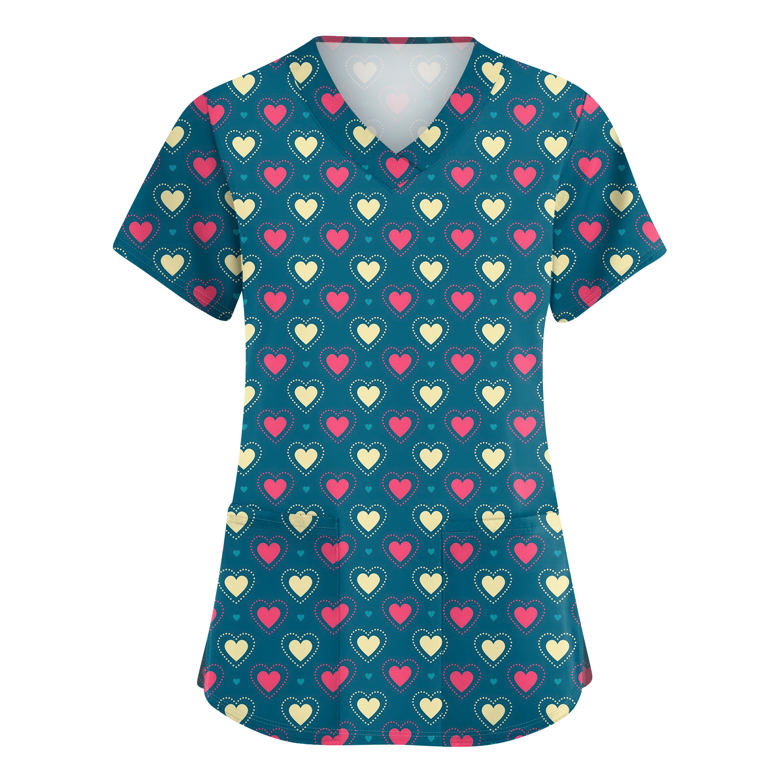 HAJWOH Valentine's Day Scrubs for Women Tops Funny Short Sleeve Nursing ...