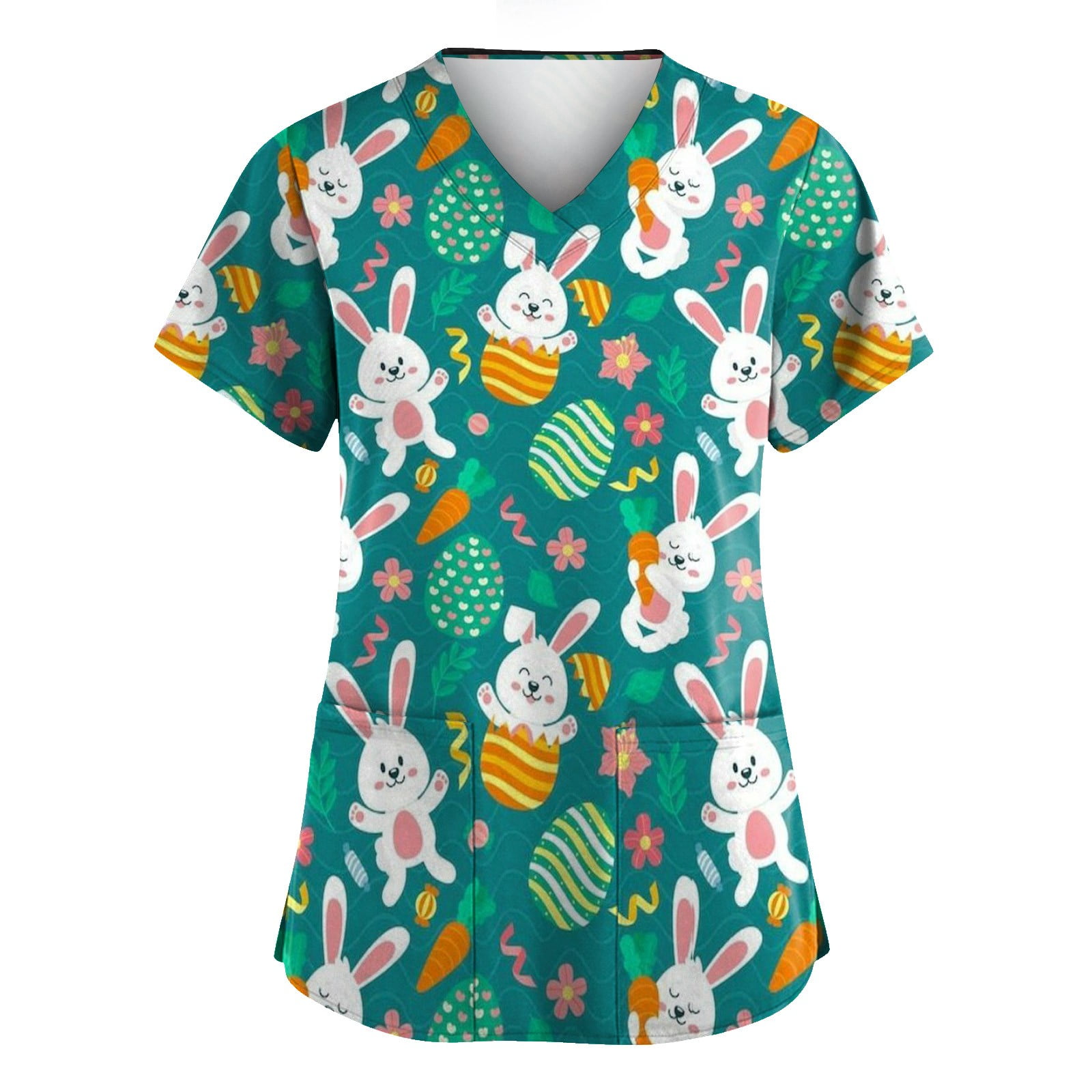HAJWOH White Easter Scurb Womens Funny Cartoon Bunny Print Nursing ...