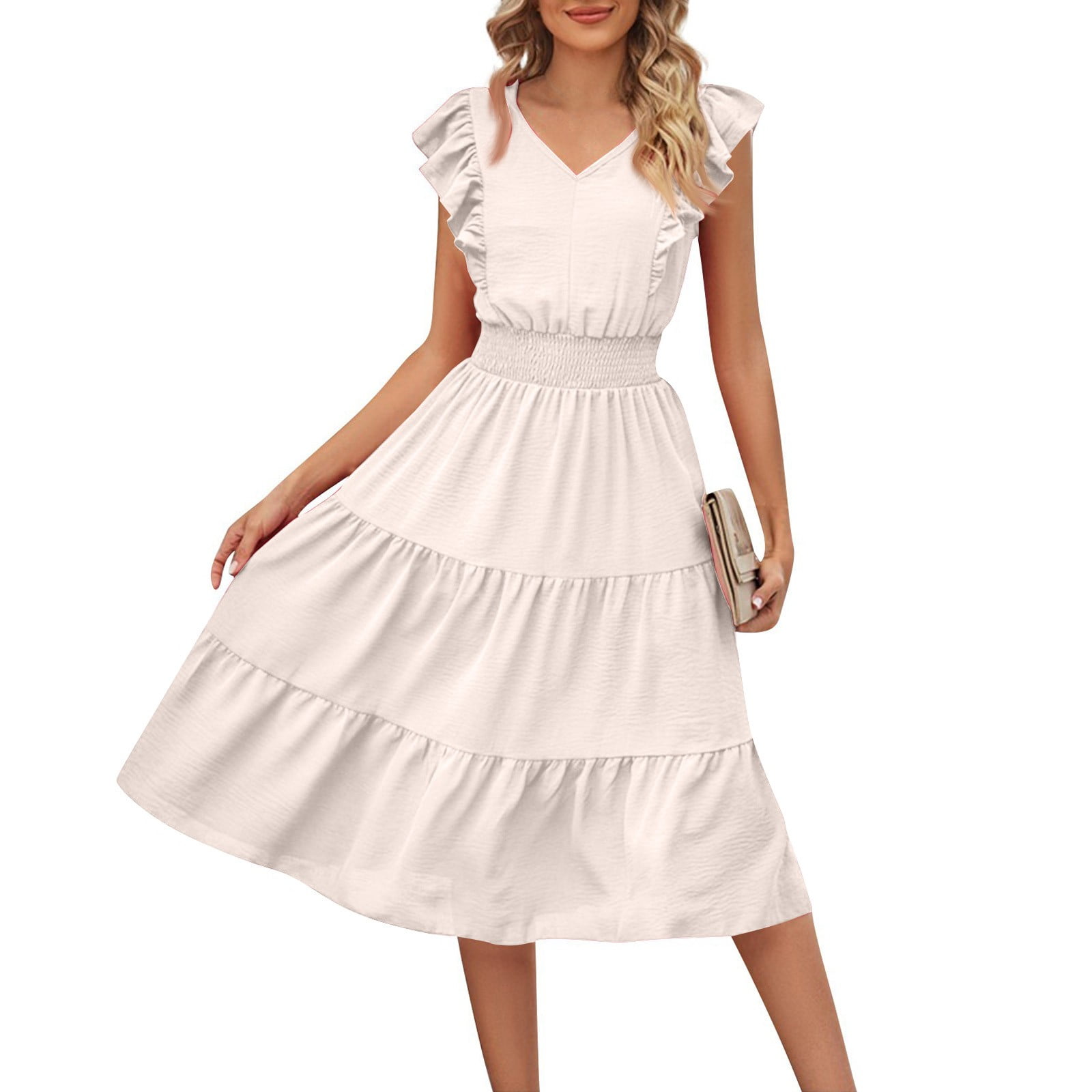 HAJWOH White Graduation Dress Women Flowy White Grad Dresses Fashion ...