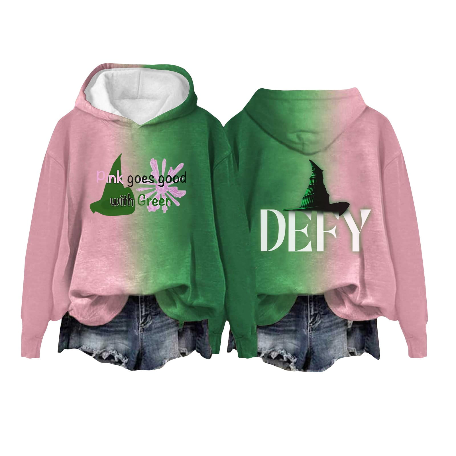 HAJWOH Wicked Hoodie Pink Goes Good with Green Plus Size Wicked ...