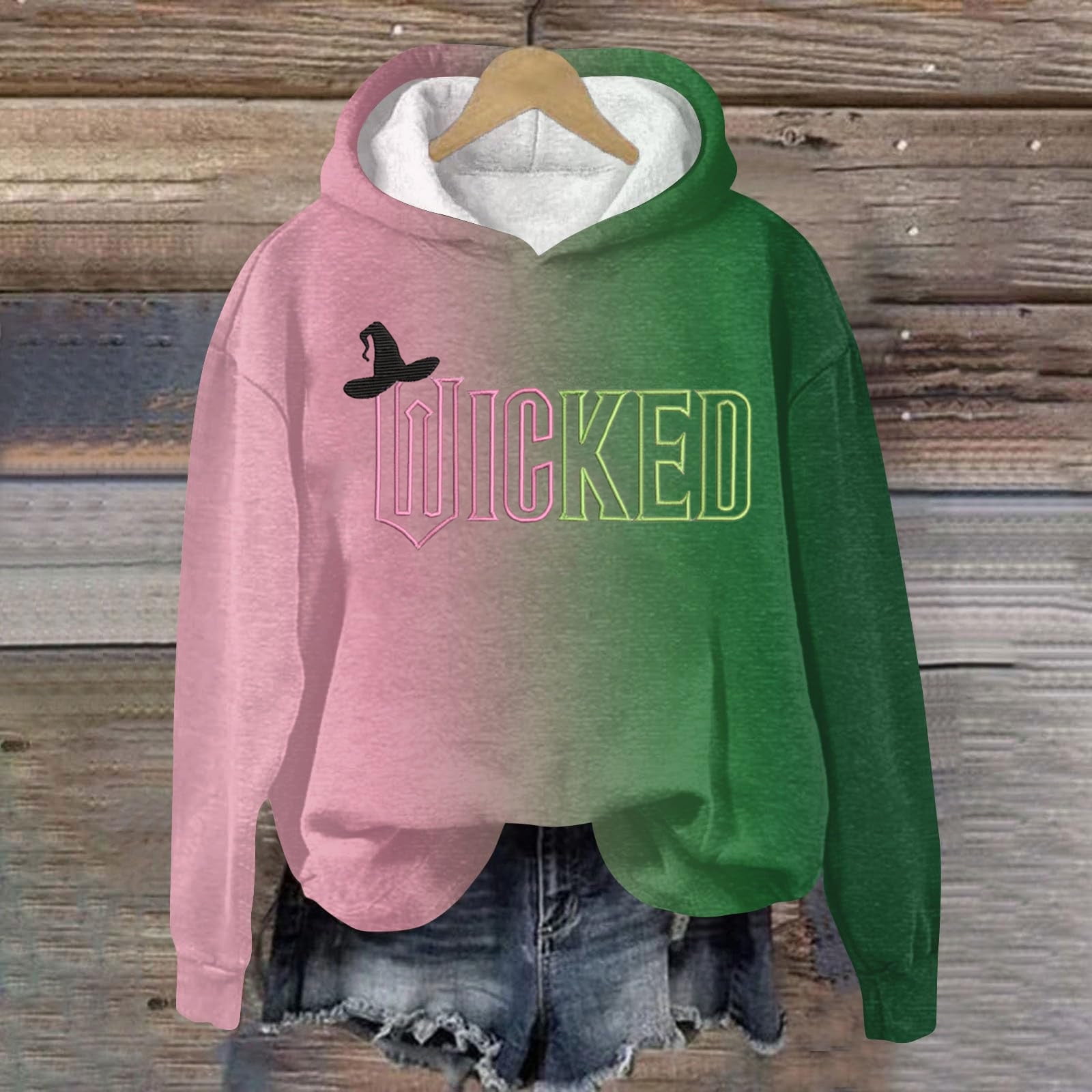 HAJWOH Wicked Hoodies Green Plus Size Wicked Sweatshirts for Women Long ...