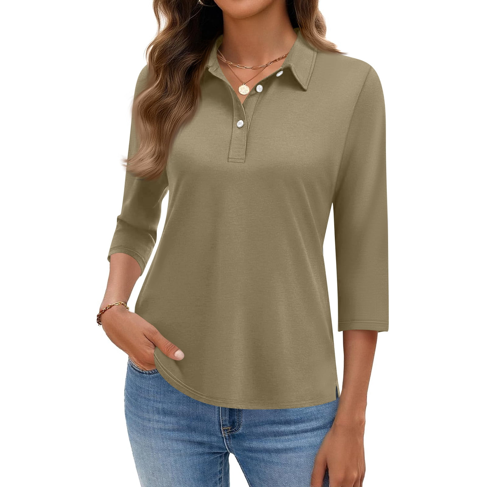 HAJWOH Women Uniforms Tops for Work 3/4 Sleeve Uniform Top Dressy ...