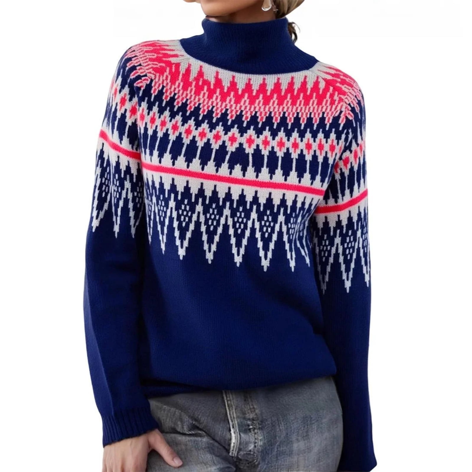 HAJWOH Women's Fair Isle Sweater Vintage Knitted Sweater 2025 Winter ...