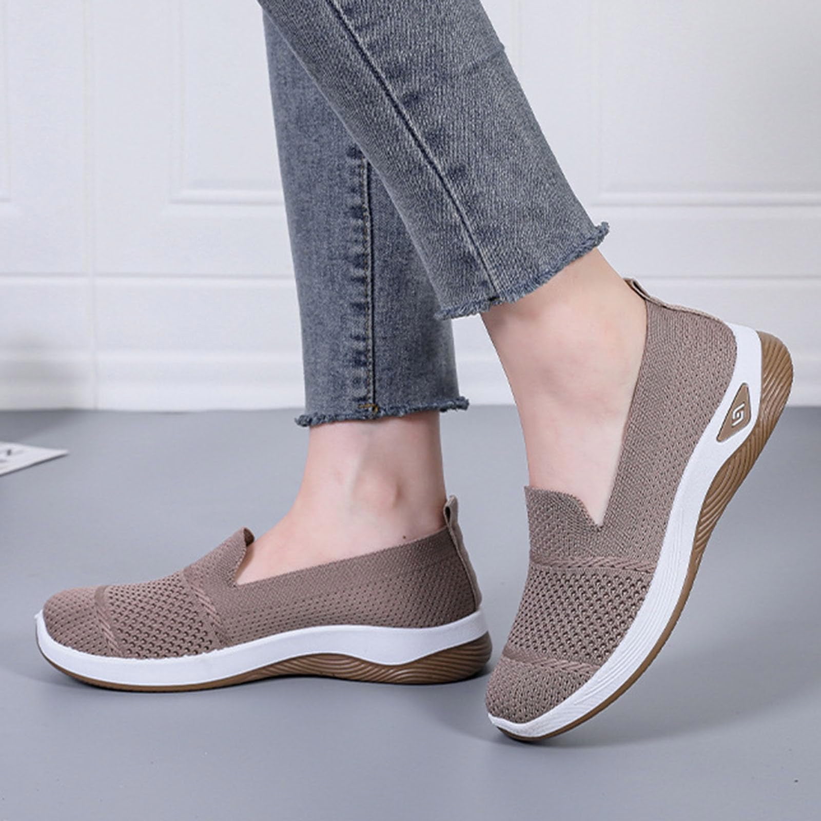 HAJWOH Women's Orthopedic Walking Shoes, Slip On Breathable Sneakers ...
