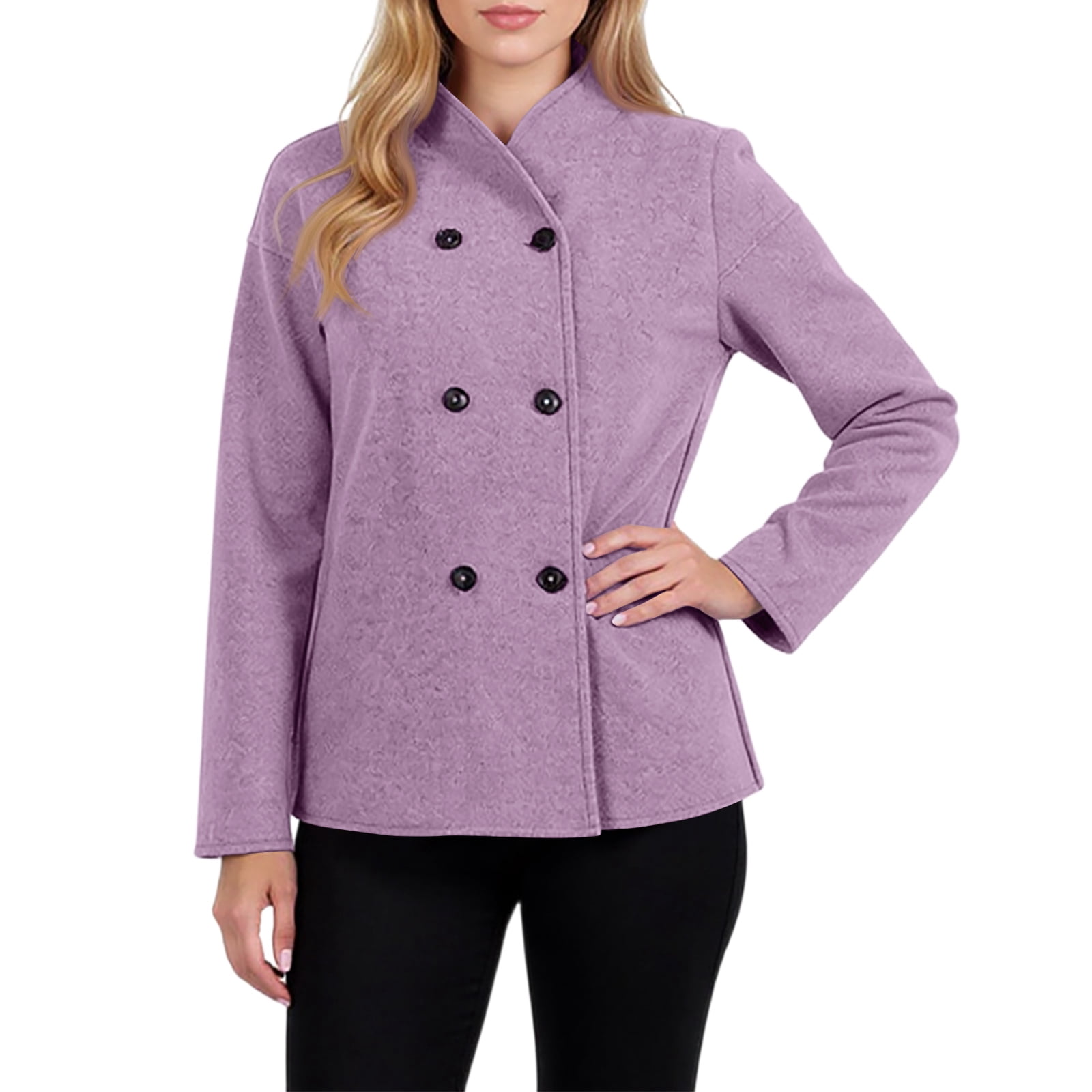 HAJWOH Women's Peacoat, Double Breasted Pea Coat Notched Collar Winter ...