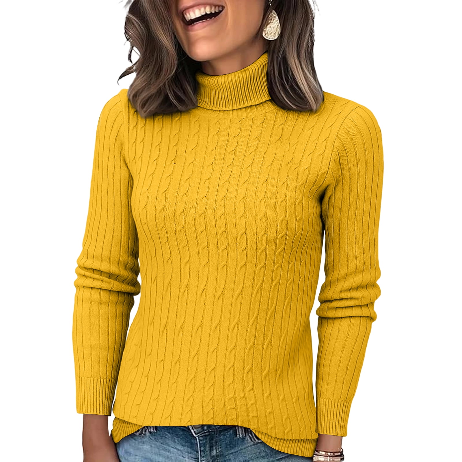 HAJWOH Womens CashmerSweaters XXL Long Sleeve Knitted Wool Sweaters ...