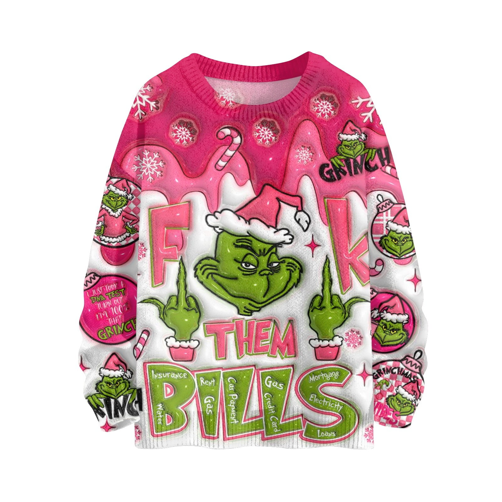 HAJWOH Womens Christmas Grinch Sweater Plus Size Long Sleeve Xmas ...