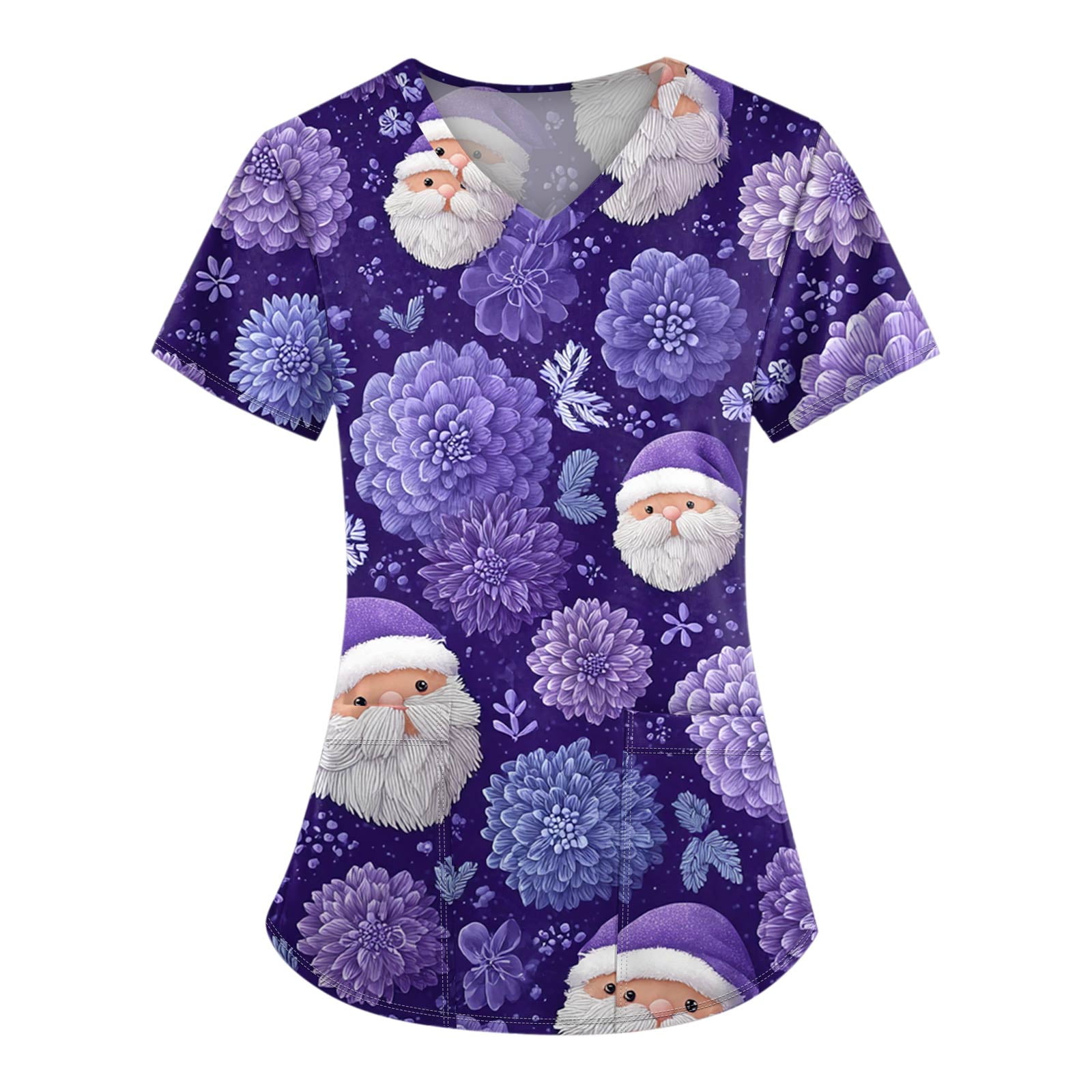 HAJWOH Womens Christmas Scrub Tops Xmas Graphic Short Sleeve Nursing ...