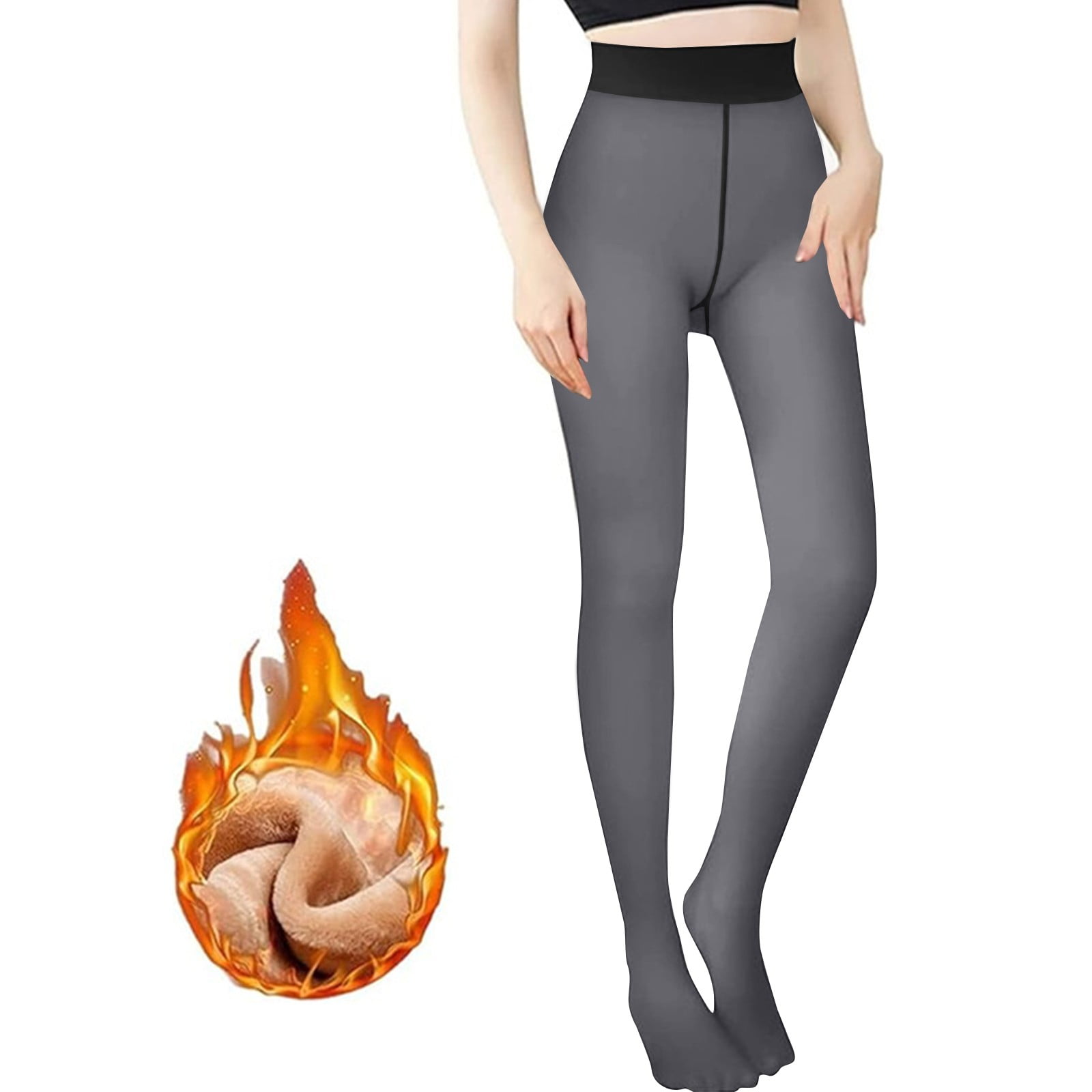 HAJWOH Womens Fleece Lined Tights Leggings Tall Fake Translucent ...