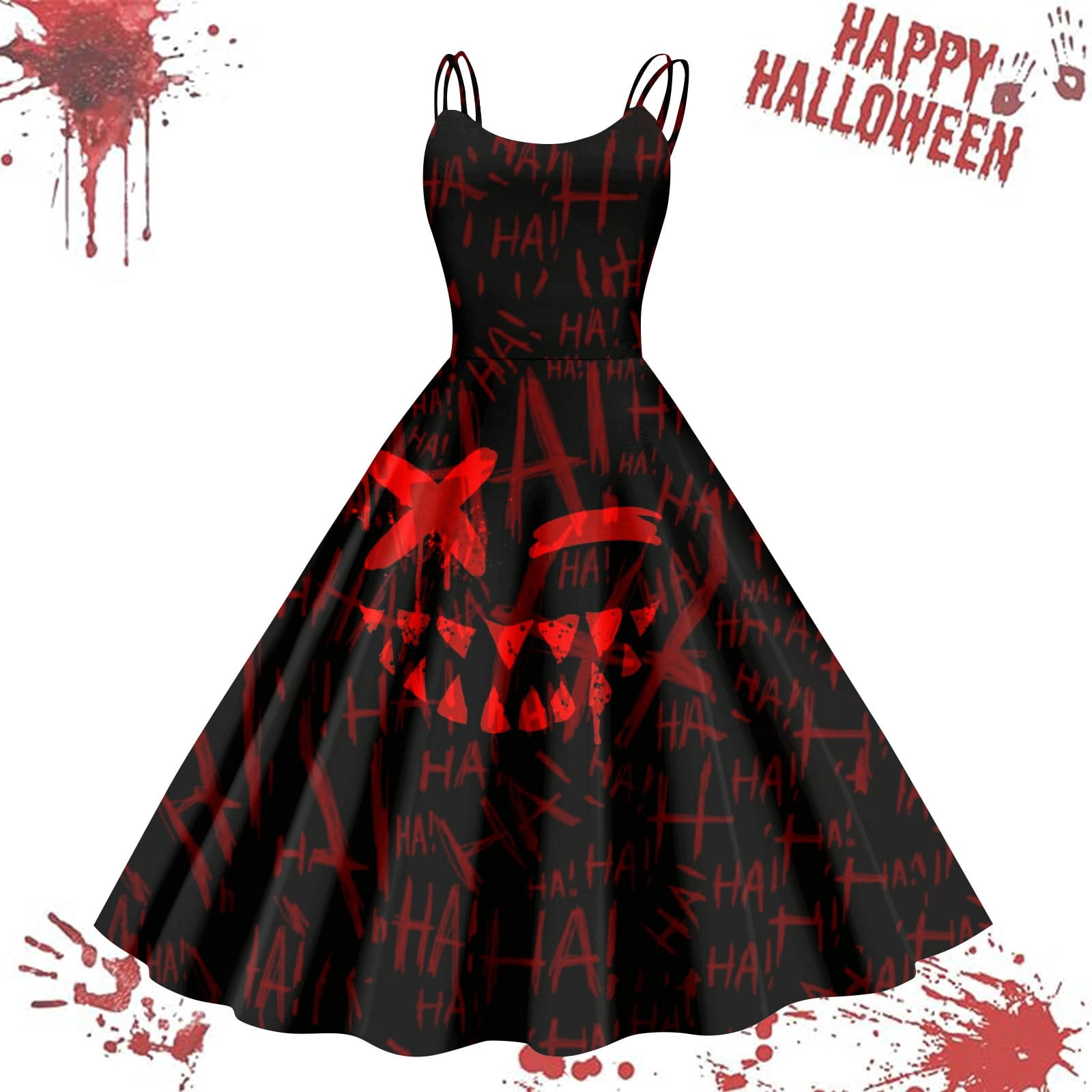HAJWOH Womens Halloween Dresses Horror Pumpkin Bat Ghost Spider Witch ...