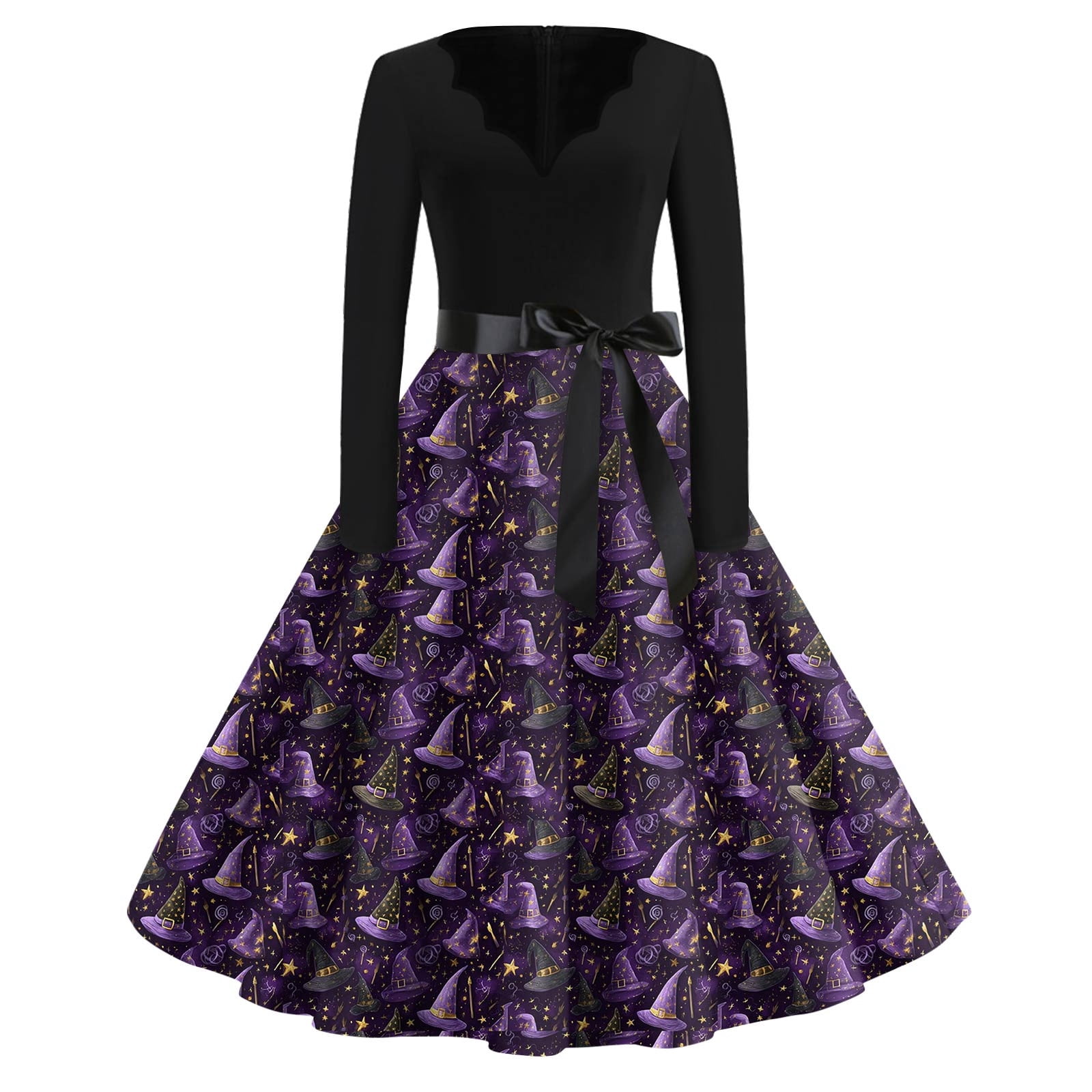HAJWOH Womens Halloween Dresses Spooky Pumpkin Bat Spider Blood Print ...