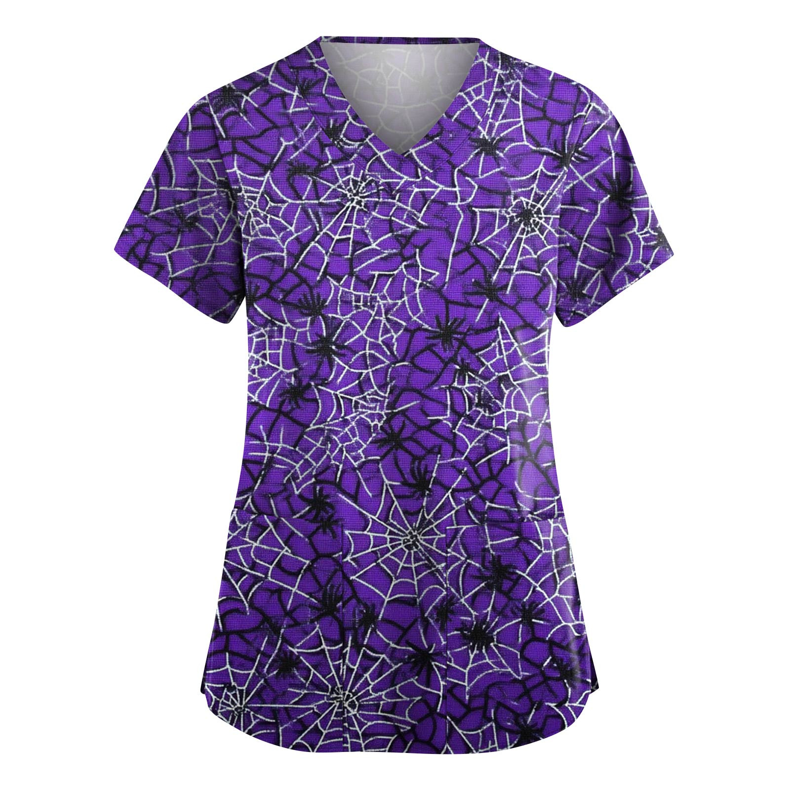 HAJWOH Womens Halloween Scrub Tops Short Sleeve Nursing Uniforms ...