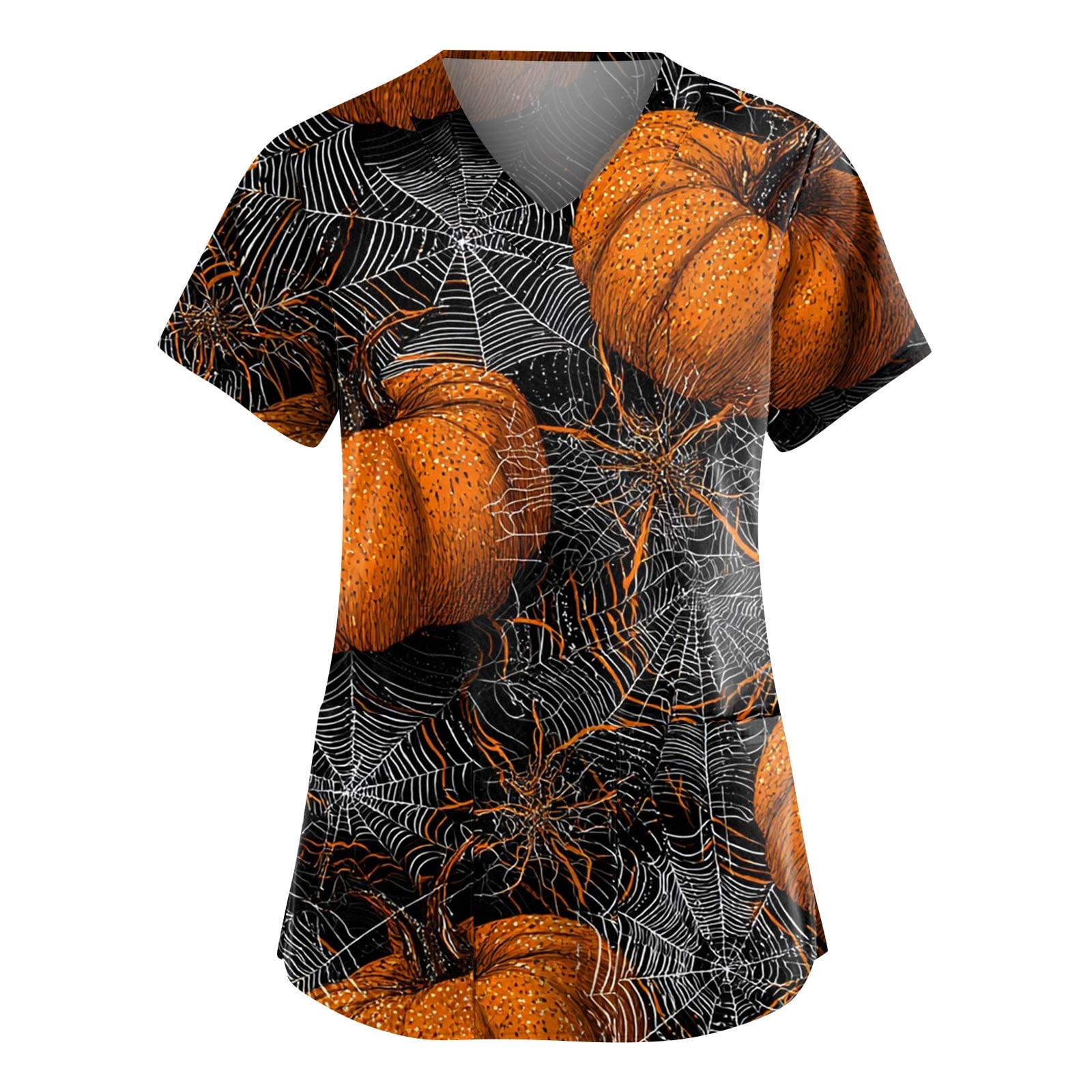 HAJWOH Womens Halloween Scrubs Short Sleeve Nursing Uniforms Funny ...