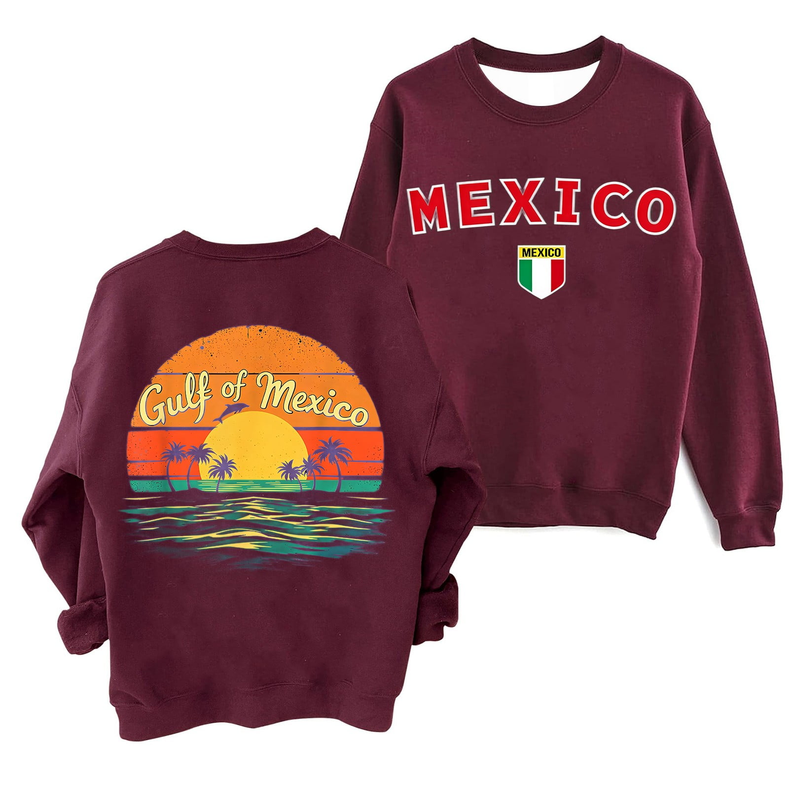 HAJWOH Womens Mexico Sweatshirt Long Sleeve Mexico Pullover Casual Crew ...