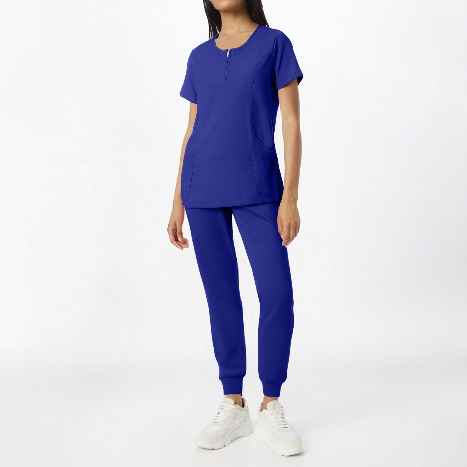 HAJWOH Womens Scrubs Sets M Stretchy Nursing Uniform Short Sleeve V ...