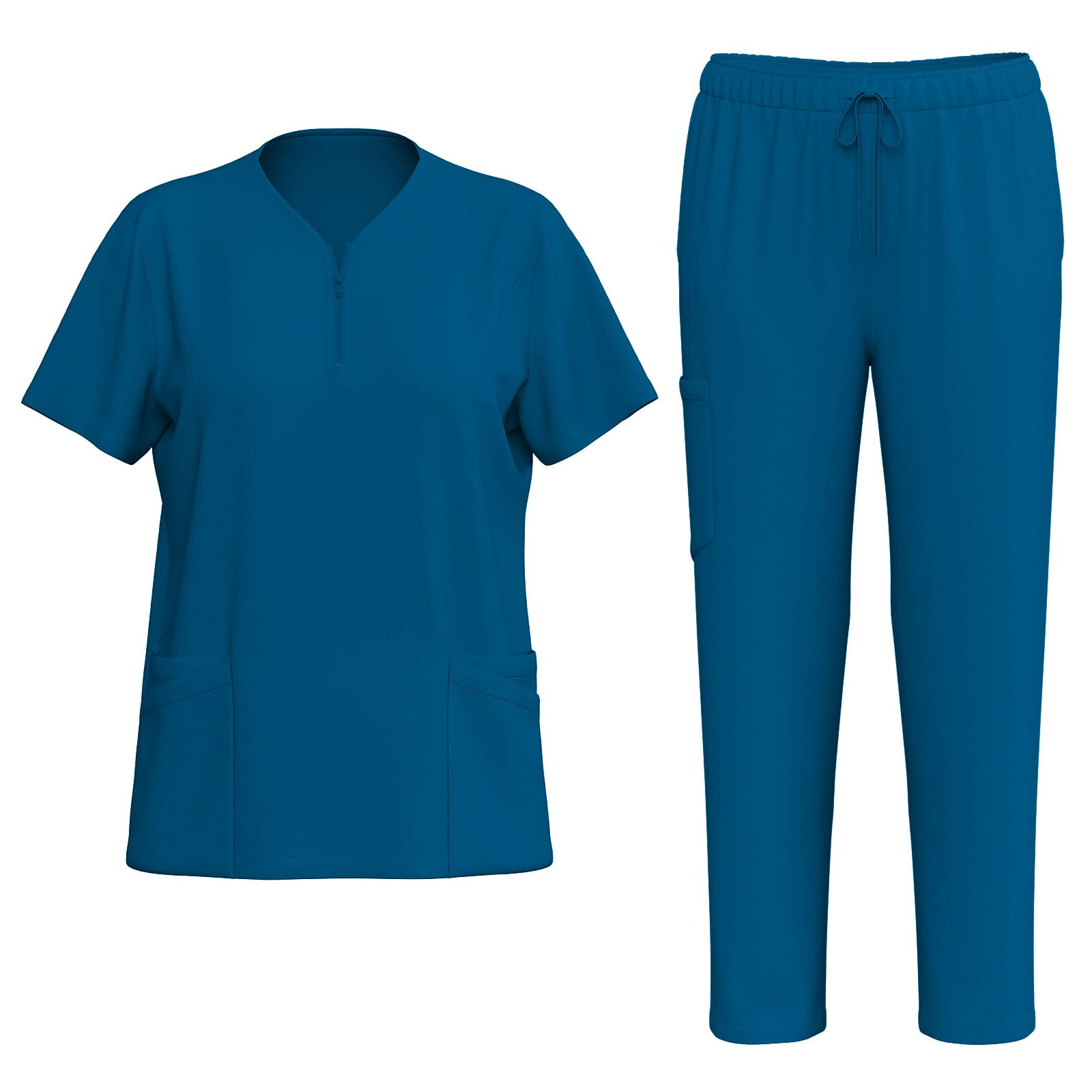 HAJWOH Womens Scrubs Sets Stretchy Nursing Uniform Short Sleeve V-Neck ...