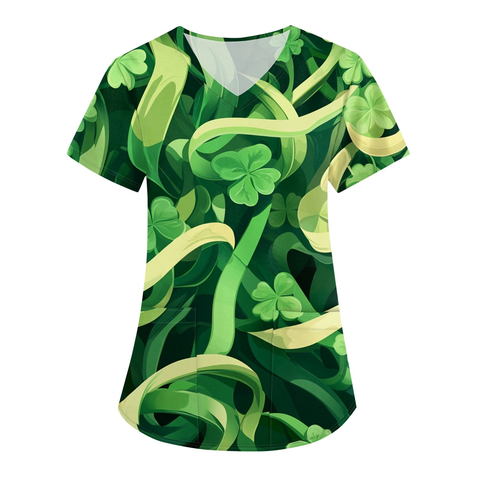 HAJWOH Womens St Patricks Day Scrub Tops Funny Short Sleeve Nursing ...