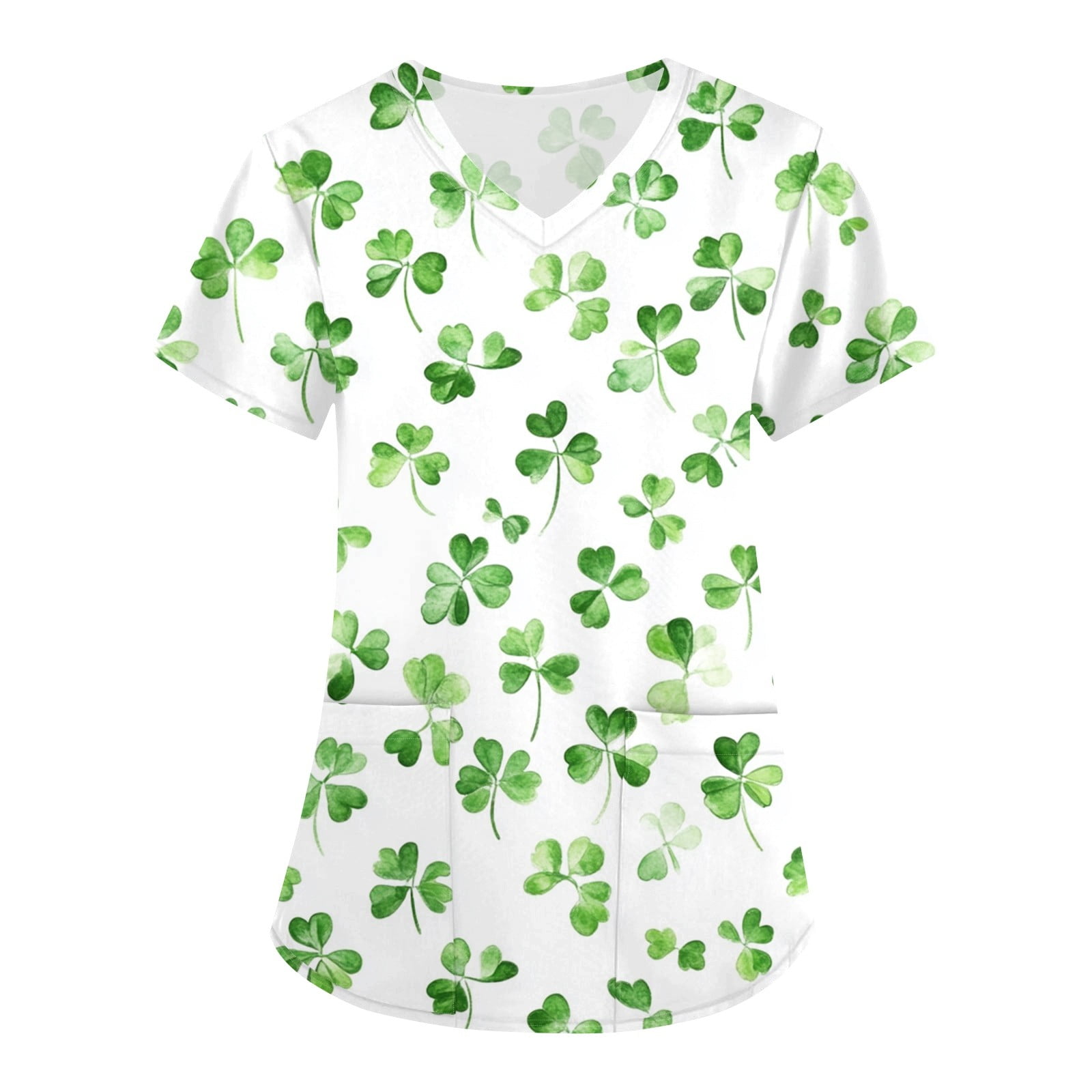 HAJWOH Womens St Patricks Day Scrub Tops Funny Short Sleeve Nursing ...