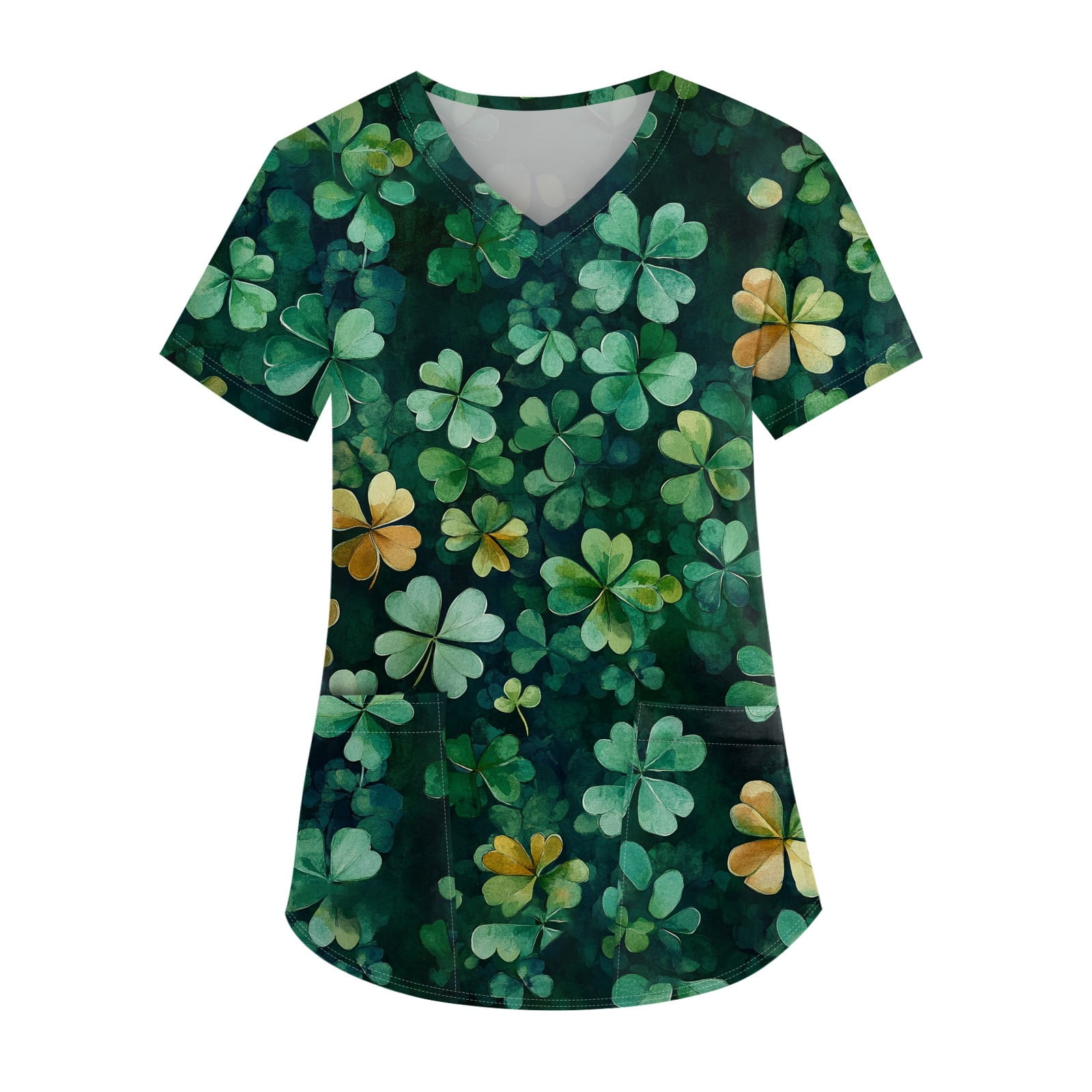HAJWOH Womens St Patricks Day Scrub Tops XL Short Sleeve Nursing ...