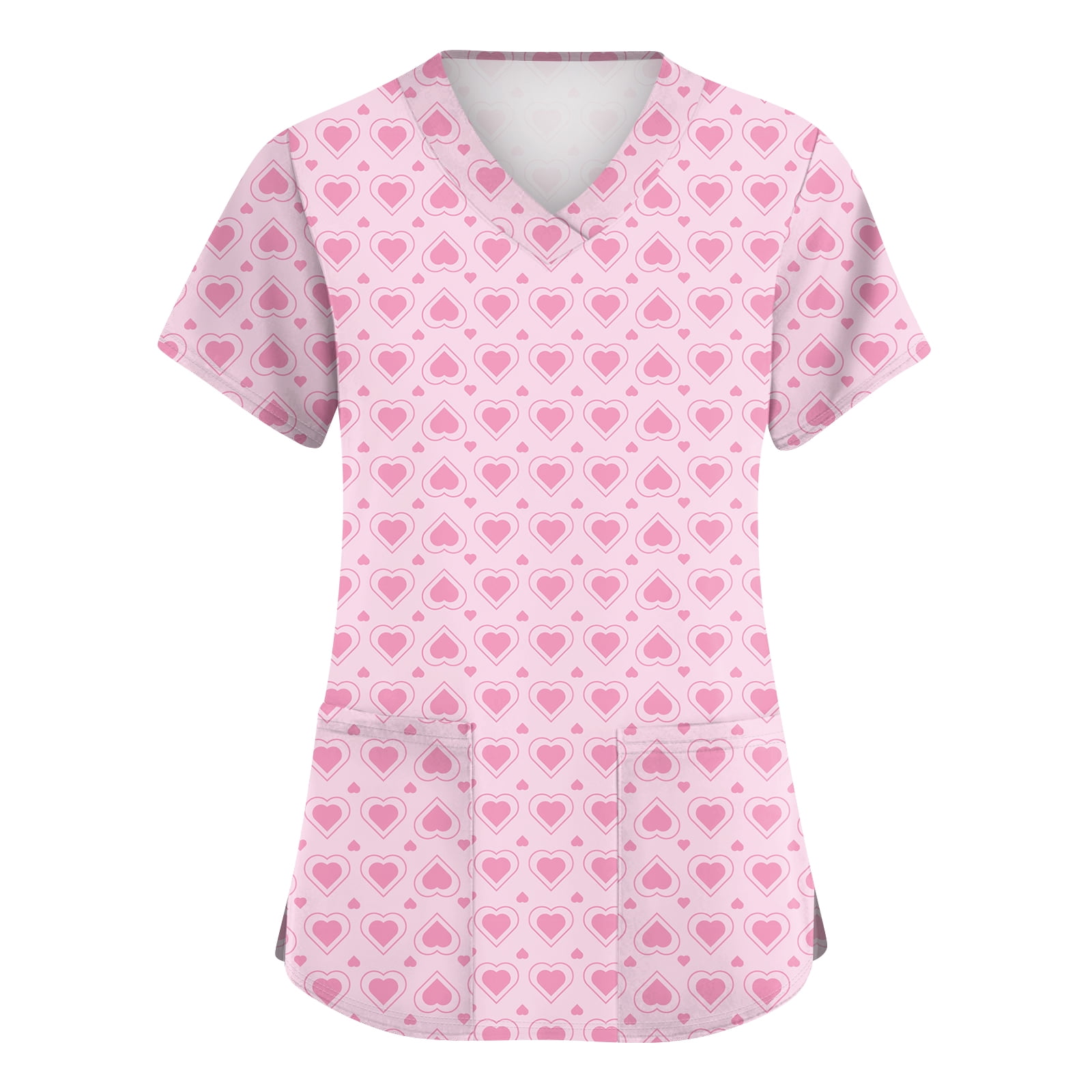 HAJWOH Womens Valentine's Day Scrub Tops Funny Short Sleeve Nurse ...